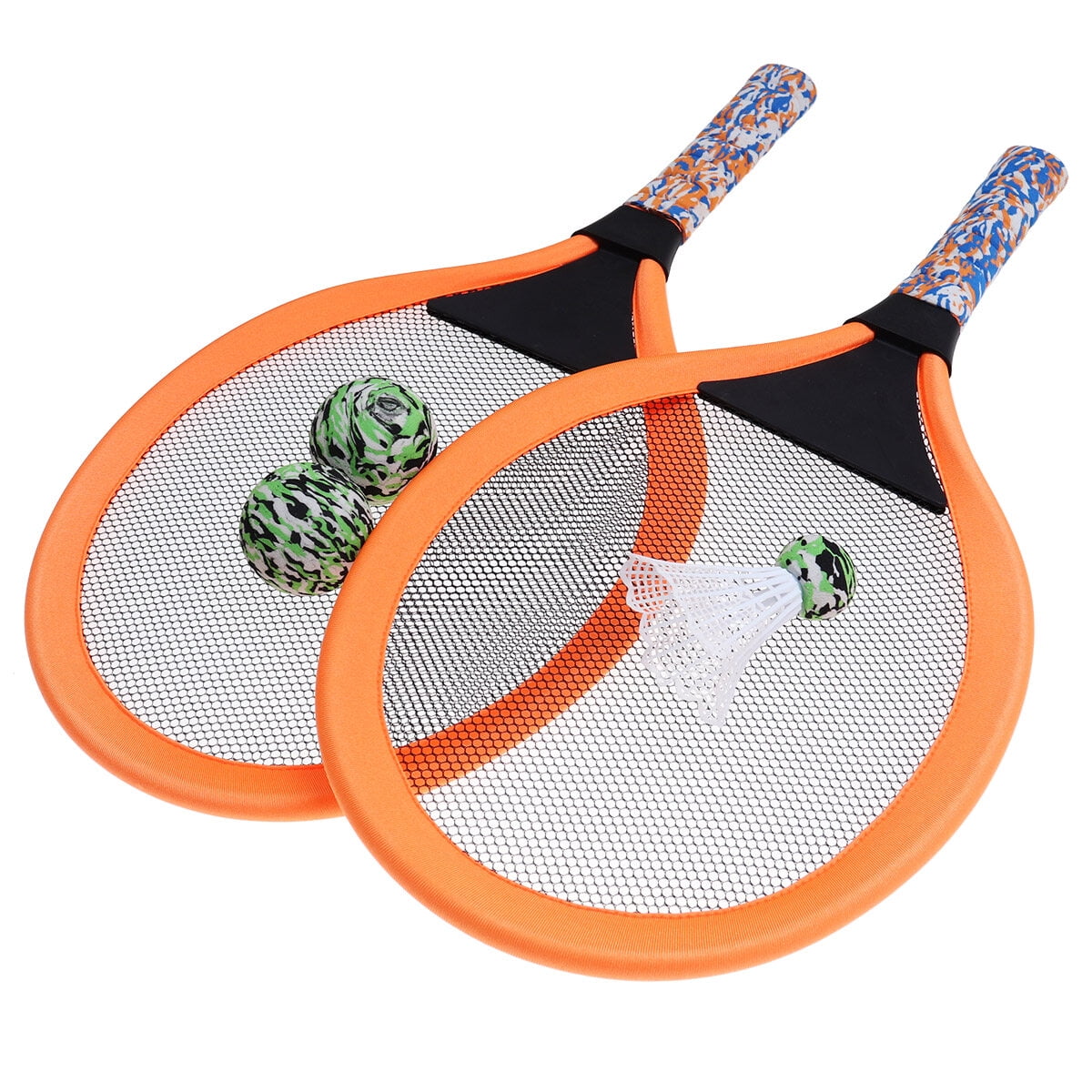 SASABAXI Childrens Tennis Racket 1 Pair Oval Shape EVA Material Multi ...