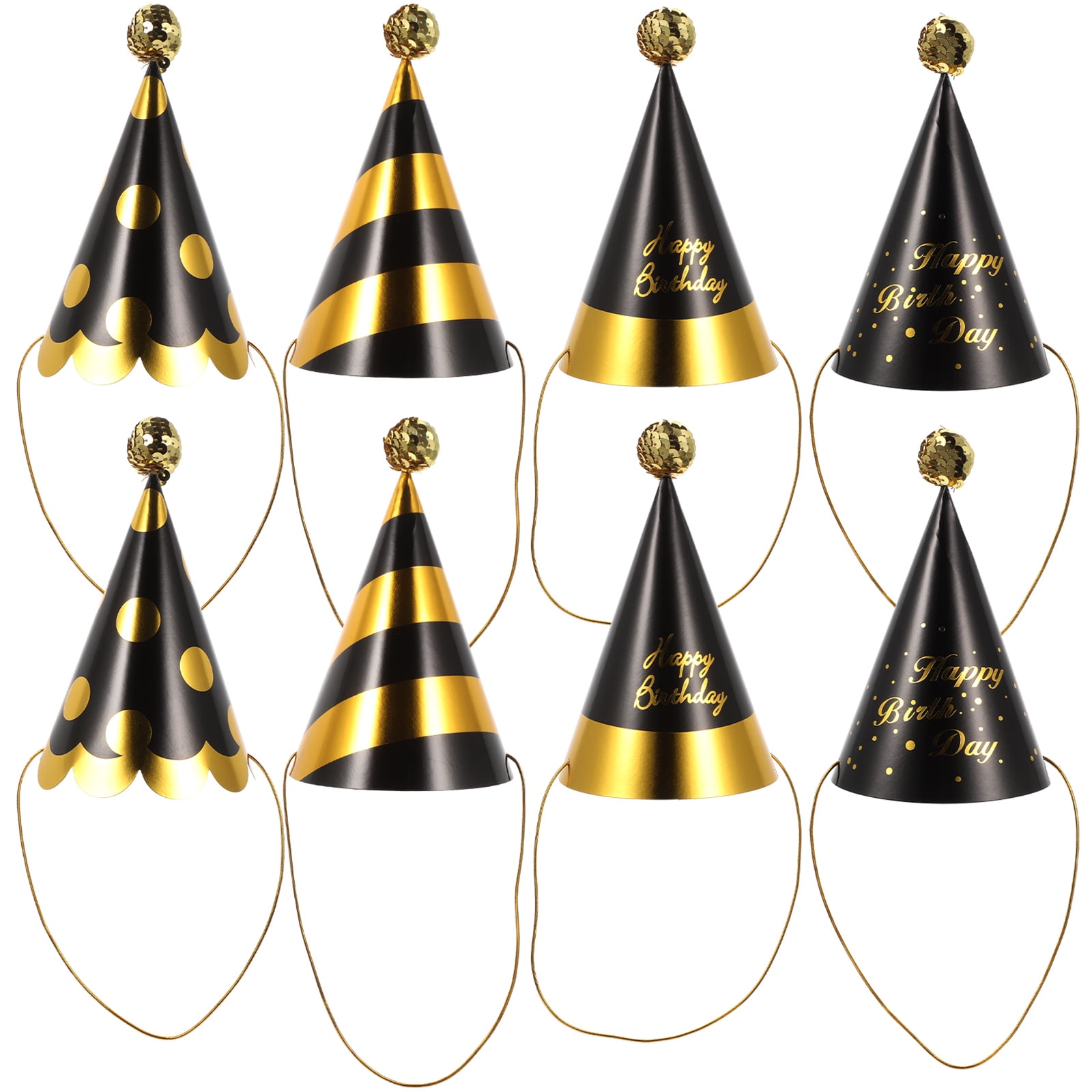SASABAXI Cone Birthday Hats 8Pcs Assorted Color Paper Decorative ...
