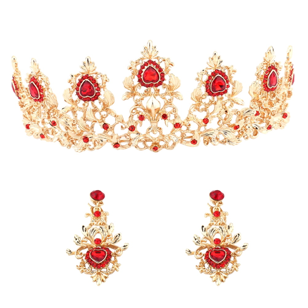 SASABAXI Crown Shape Jewelry Women Wedding Accessory Bridal Crowns Red ...