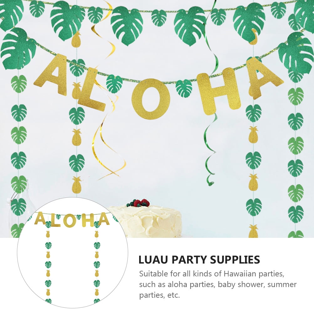 SASABAXI Hawaii Tropical Bunting Banner 3Set Party Decoration Square ...