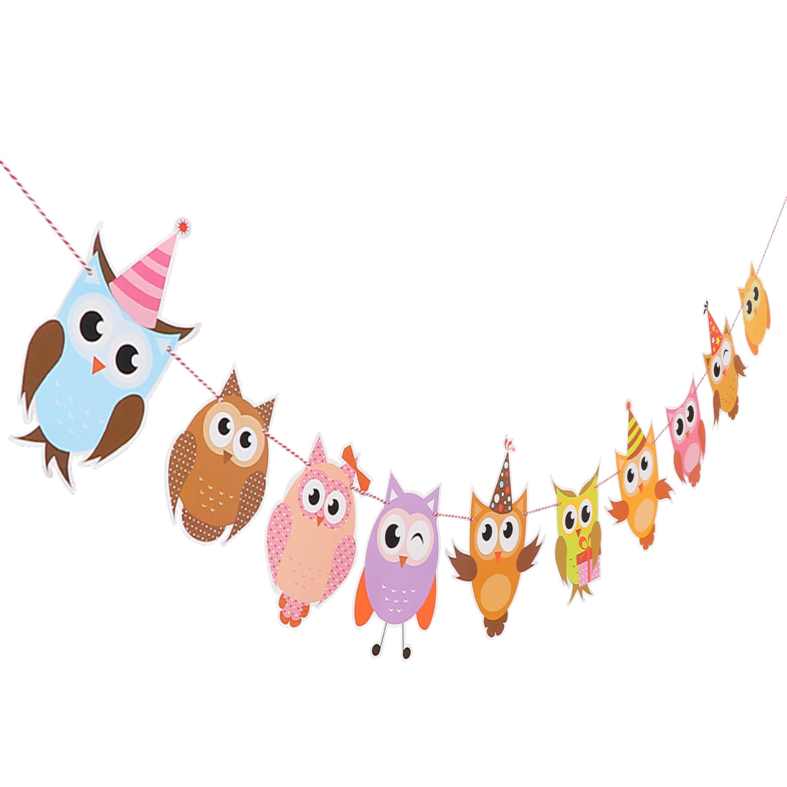 SASABAXI Kids Party Banner 1Set Owl Shaped Paper Pennant For Birthday ...