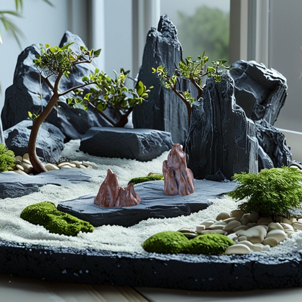 SASABAXI Miniature Rockery Statue 12Pcs Assorted Garden Ornament Resin ...