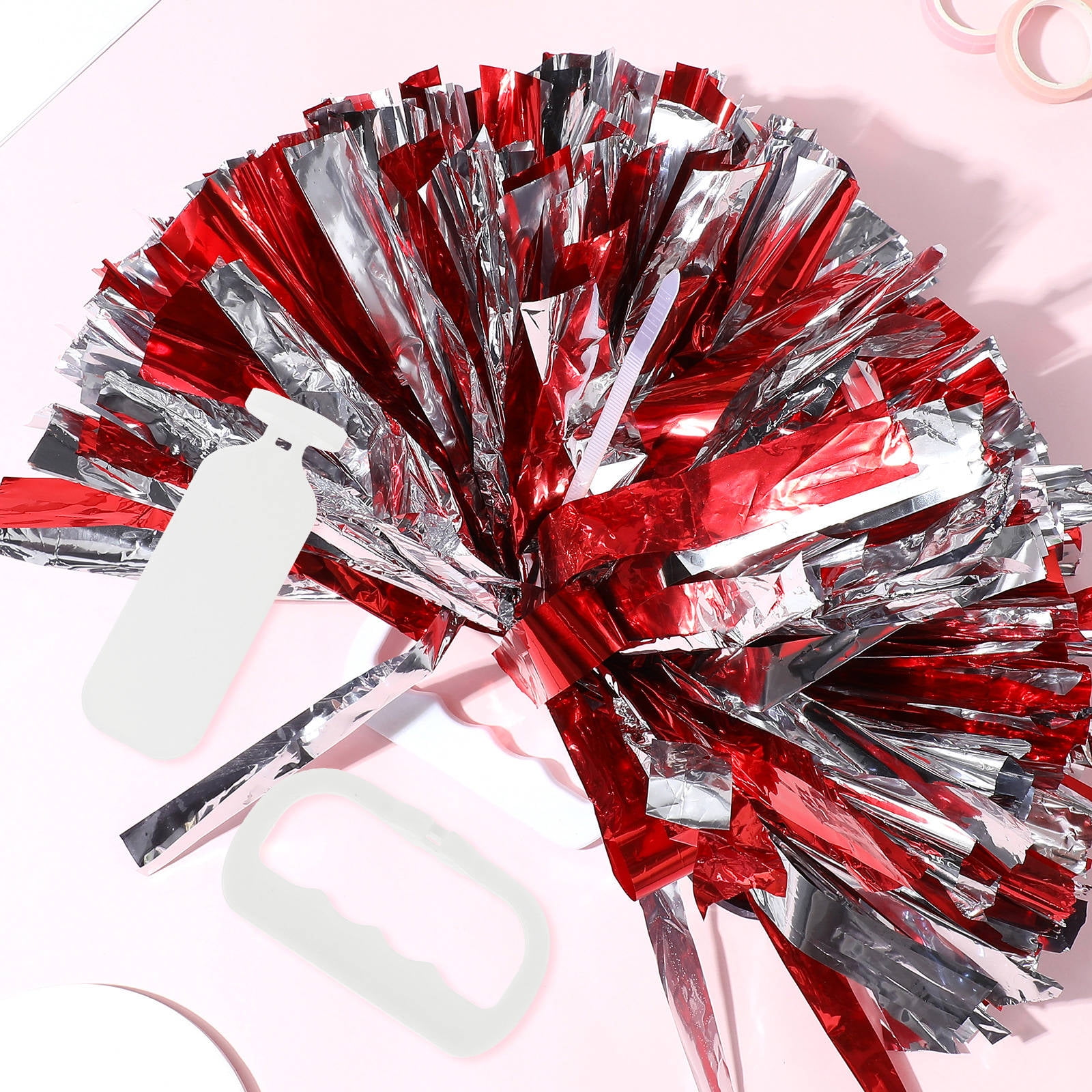 SASABAXI White Plastic Cheerleading Pom Poms Handle 25Pack for Cheer ...