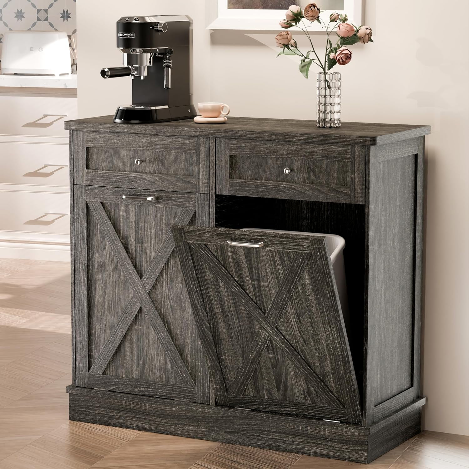 SASY XDC Tilt Out Trash Cabinet Free Standing 10 Gallon Recycling Trash ...