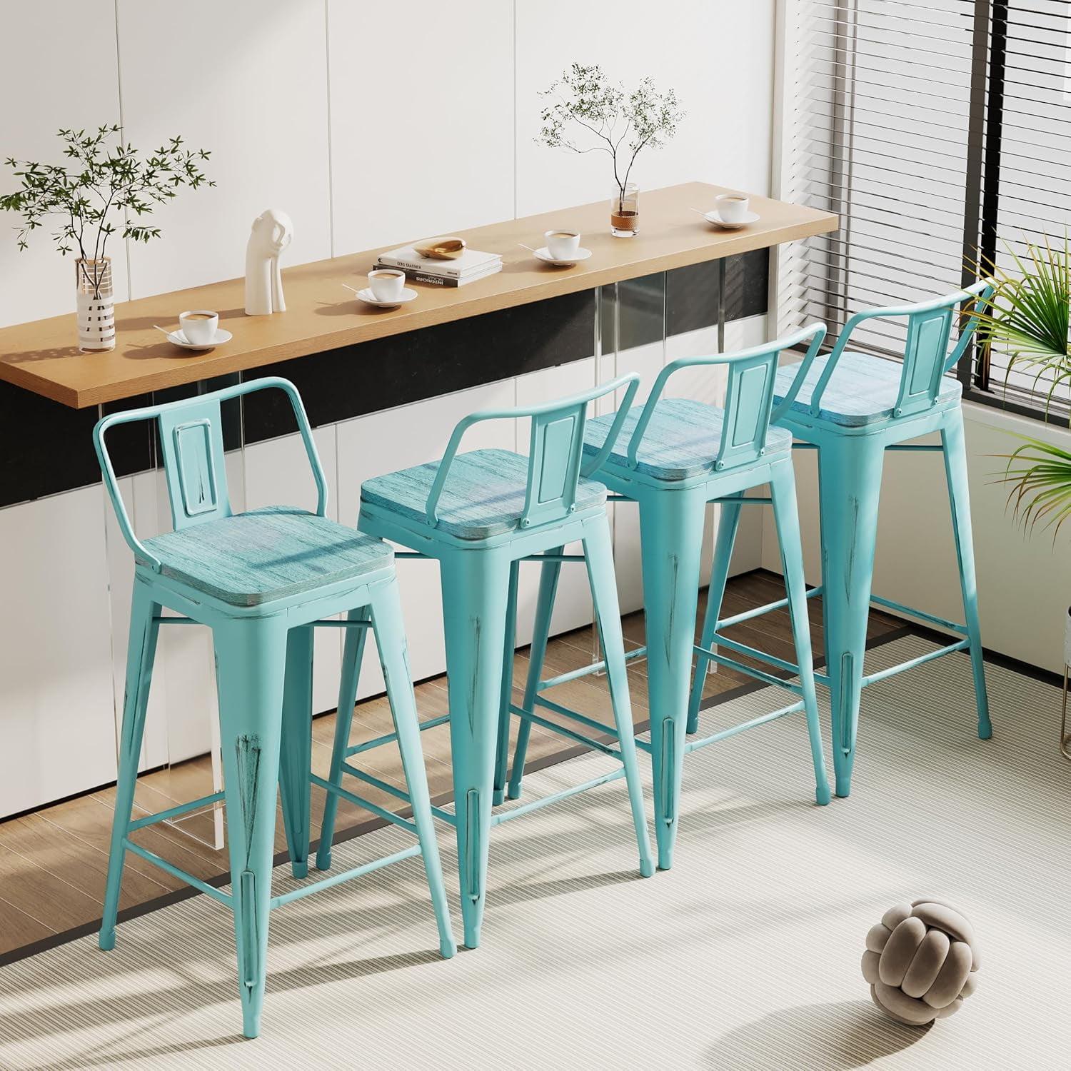 SASYXDC 24" Metal Barstools Industrial Counter Height Bar Stools ...