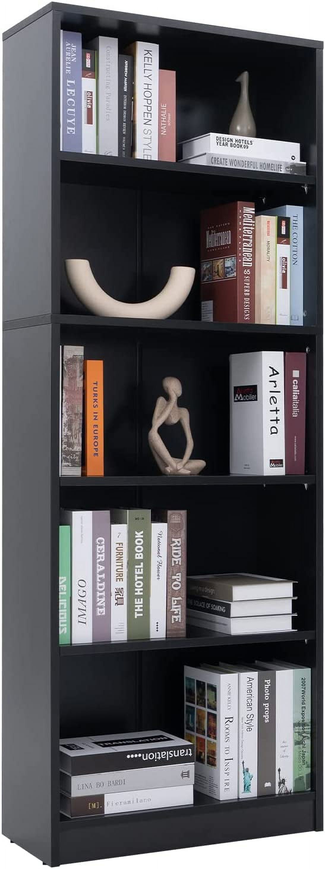 SASYXDC 4 Shelf Wood Bookcase Freestanding Display Shelf Adjustable ...