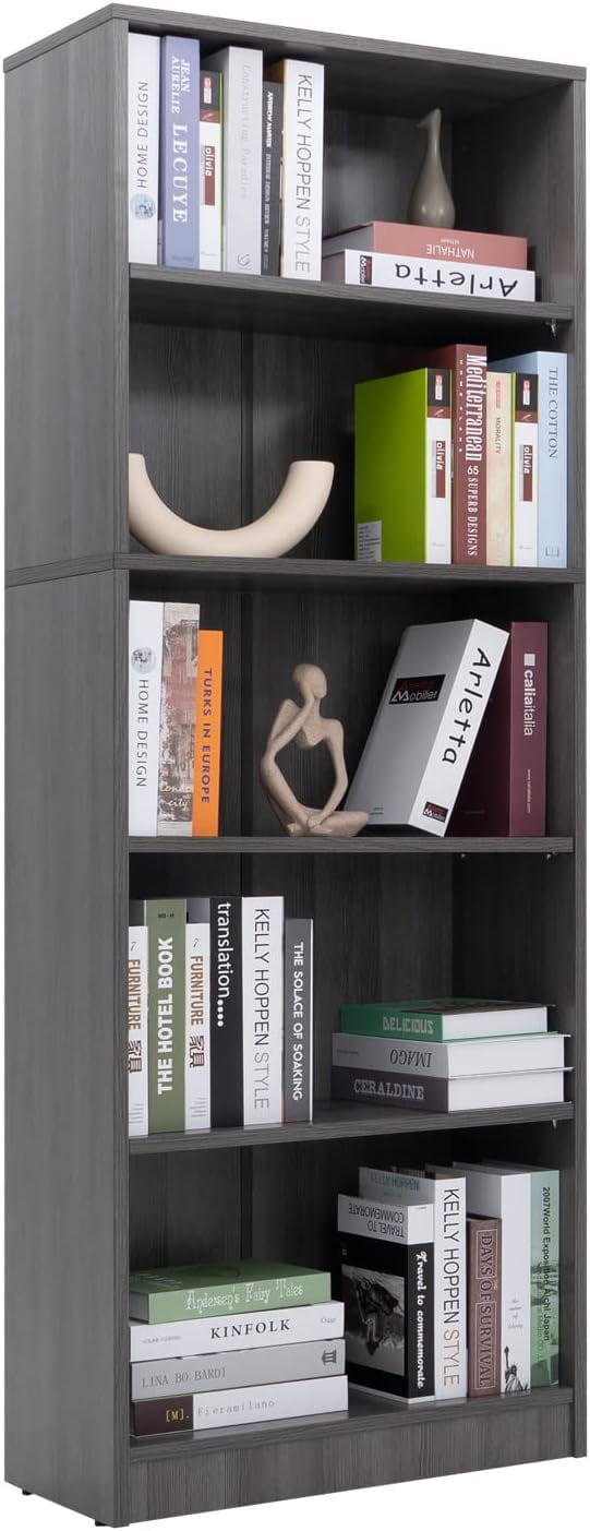 Sasyxdc 4 Shelf Wood Bookcase Freestanding Display Shelf Adjustable ...