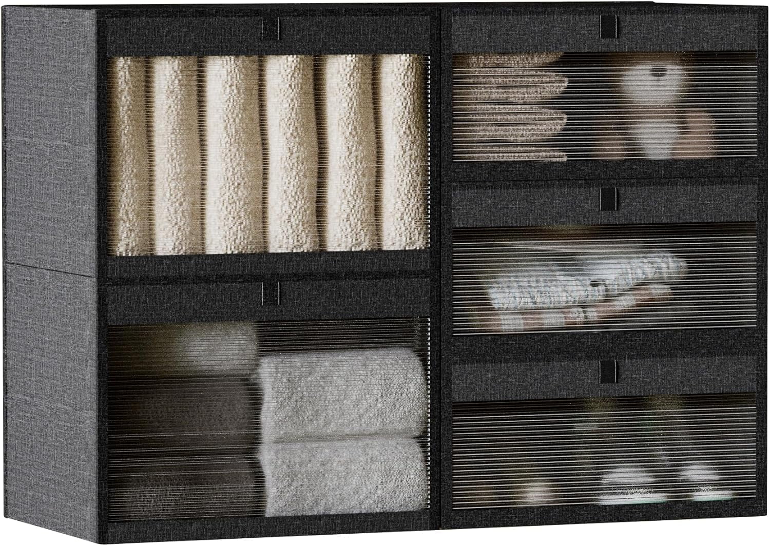 SASYXDC 5 Pack Stackable Storage Boxes with Metal Frame & Pull-down Lid ...