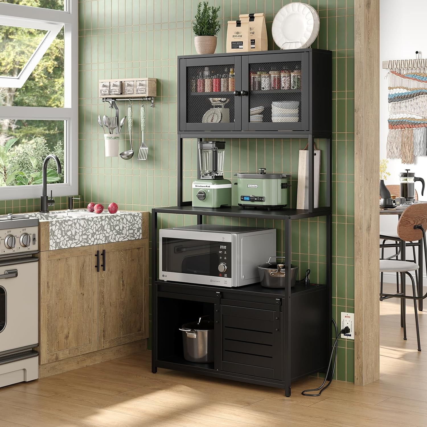 SASYXDC 5-Tier Kitchen Bakers with Power Outlet Industrial Microwave ...