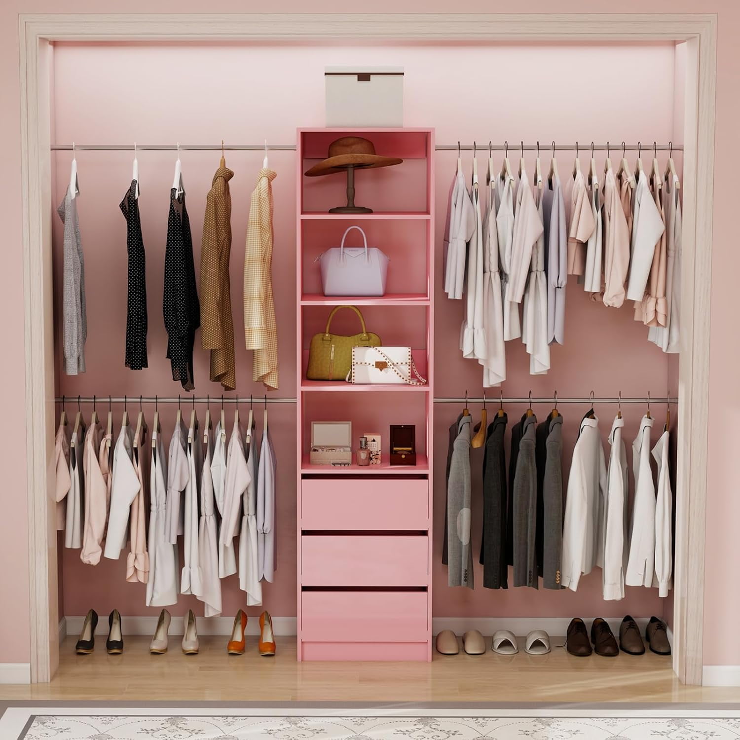 SASYXDC 5FT-8FT Closet Organizer With 4 Expandable Hanging Rods ...