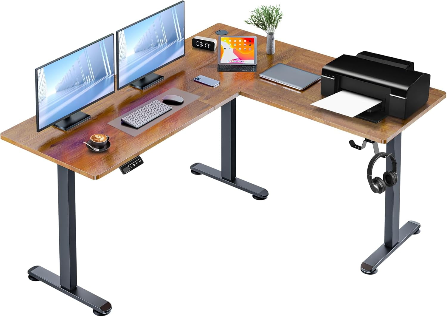 SASYXDC 63\u201DL Shaped Standing Electric Height Adjustable Corner ...