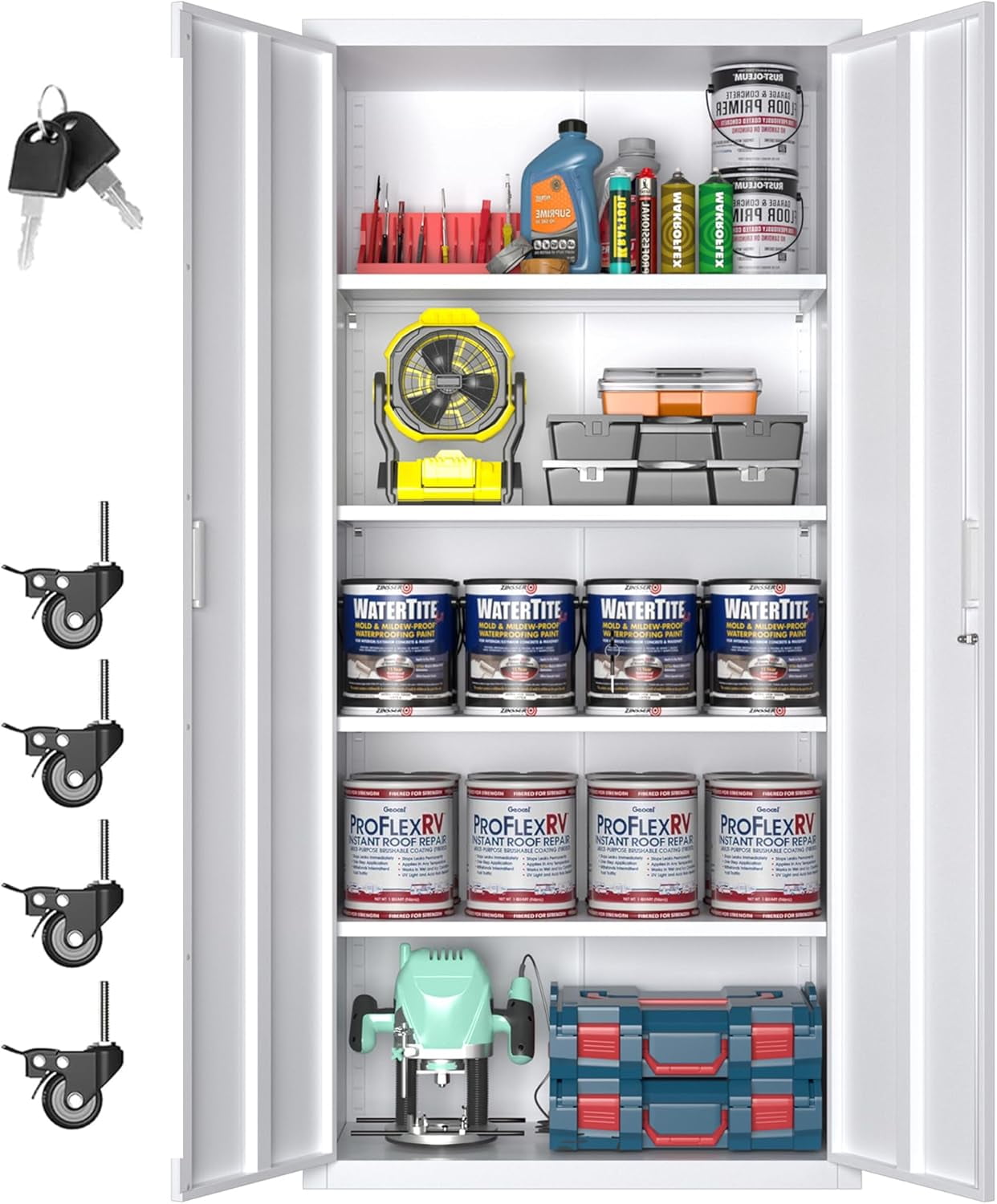 Sasyxdc 72\u201D Metal Storage Cabinet with Wheels Lockable Rolling ...