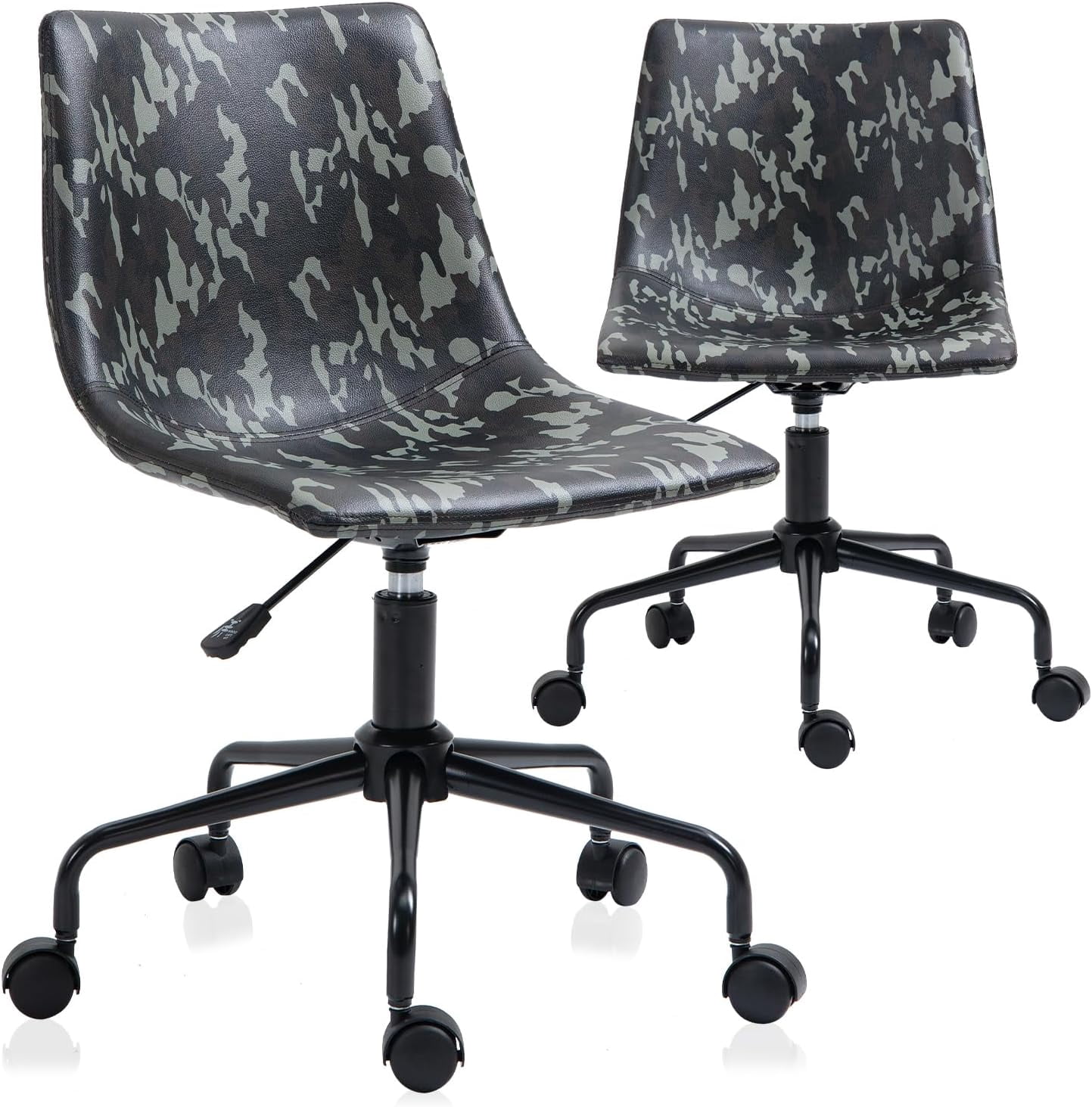 SASYXDC Armless Office Desk Chair in Camo Vinyl Print (Black)\u2013 ...