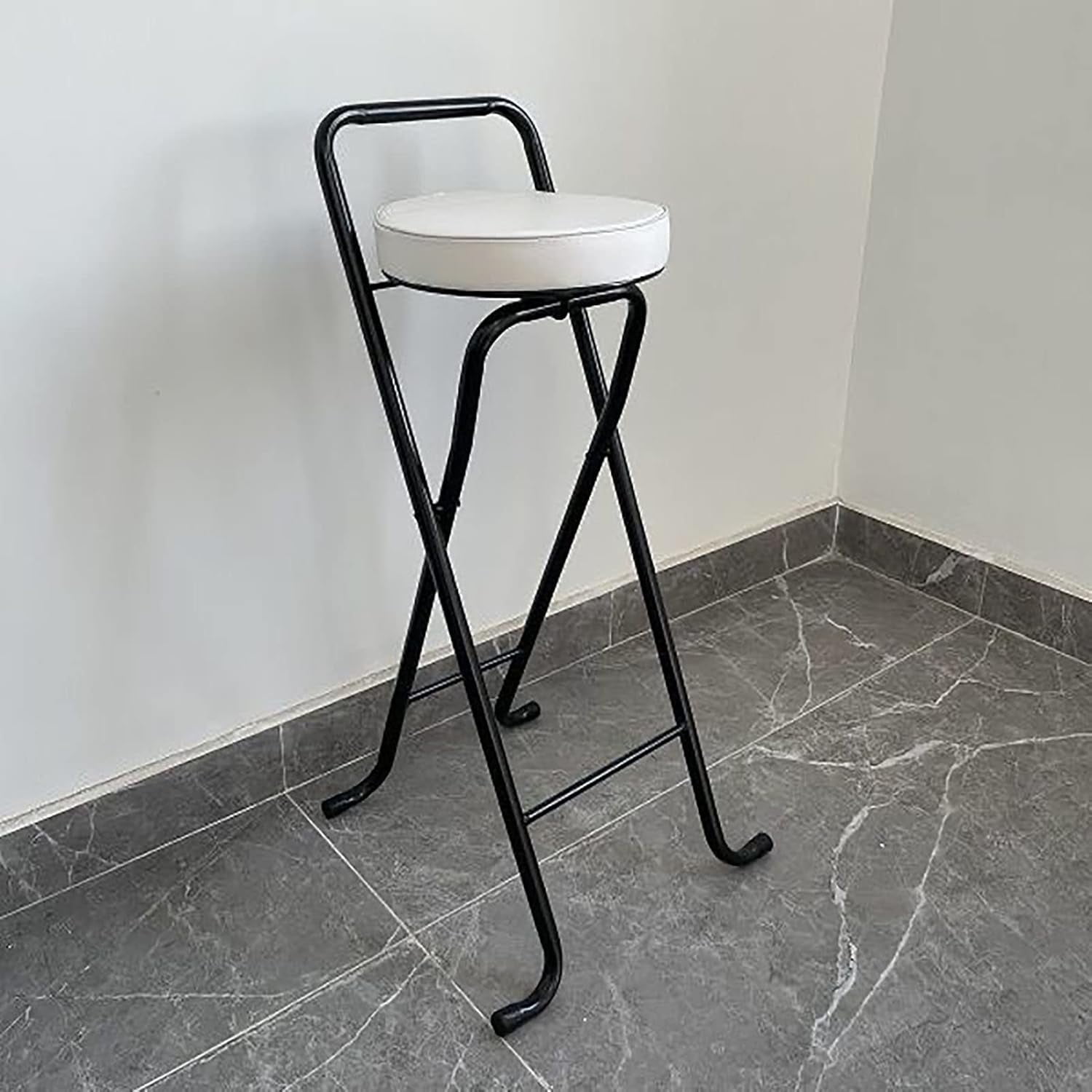 SASYXDC BK&MF Folding Bar Stool 31" Collapsible Round Stool for Adults ...