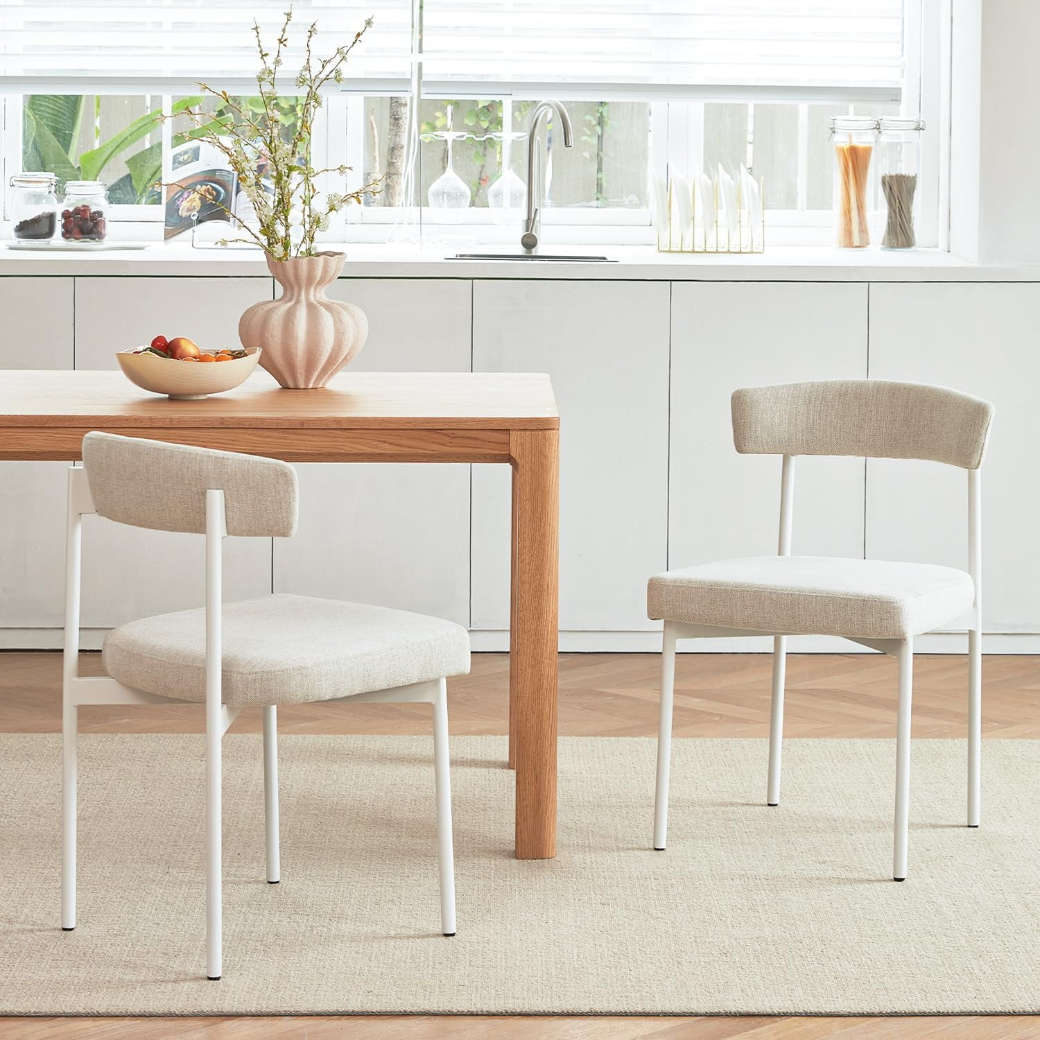 SASYXDC Brown Faux Leather Dining Chairs Armless Upholstered Chair ...