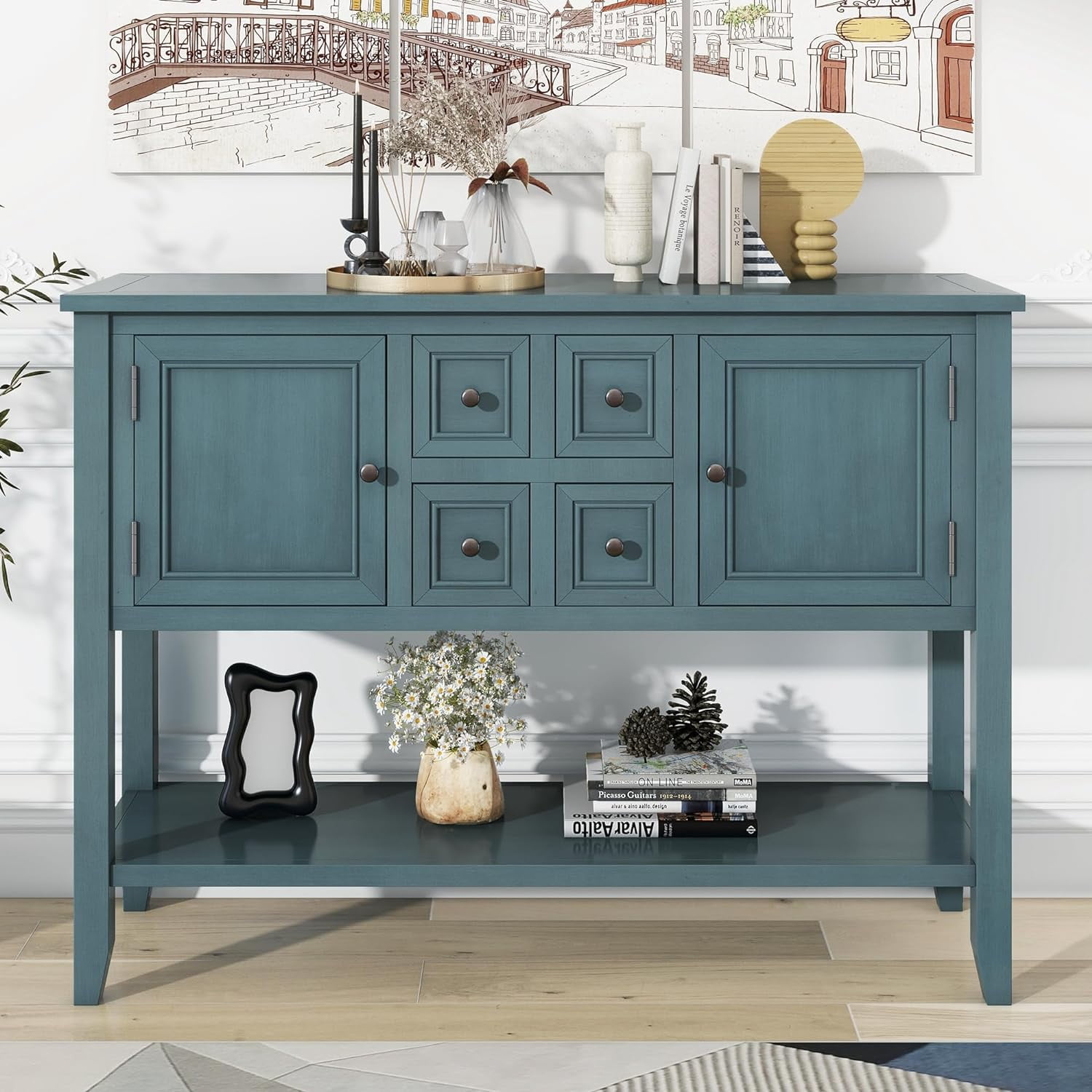SASYXDC Buffet Table Cambridge Series Sideboard Table with Bottom Shelf ...