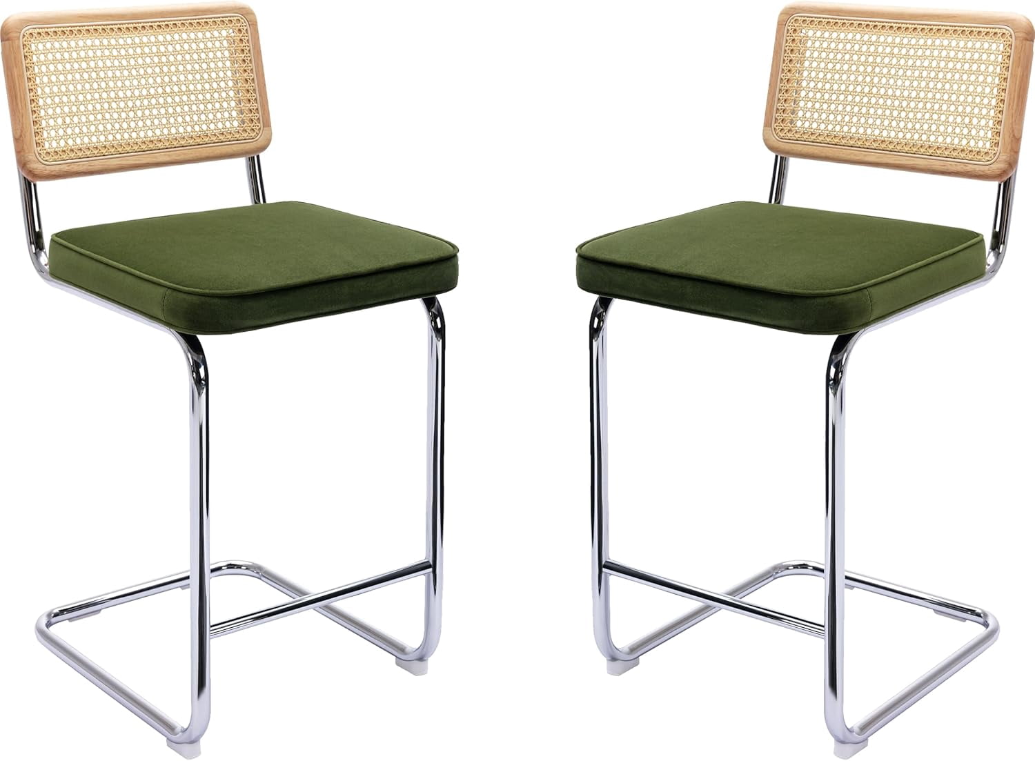 SASYXDC Cane Counter Stool Rattan Bar Stools Solid Wood Frame with ...