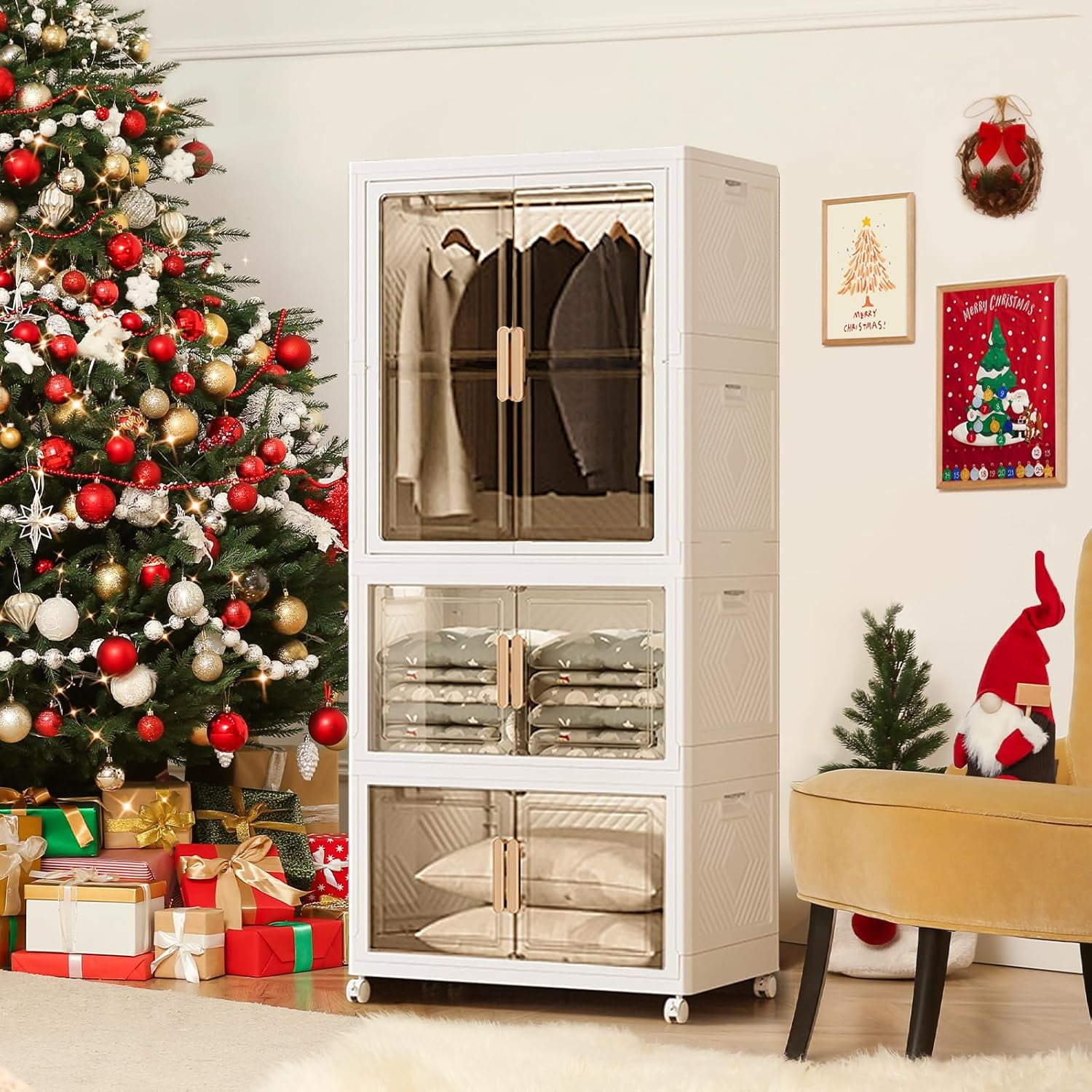 SASYXDC Collapsible Clothes Cabinet Large Portable Closet Plastic ...