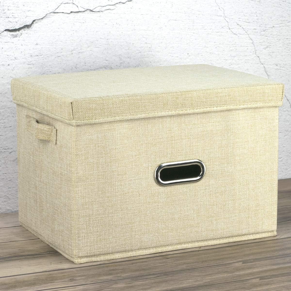 SASYXDC Collapsible Fabric Storage Box with Lid and Handles Linen ...