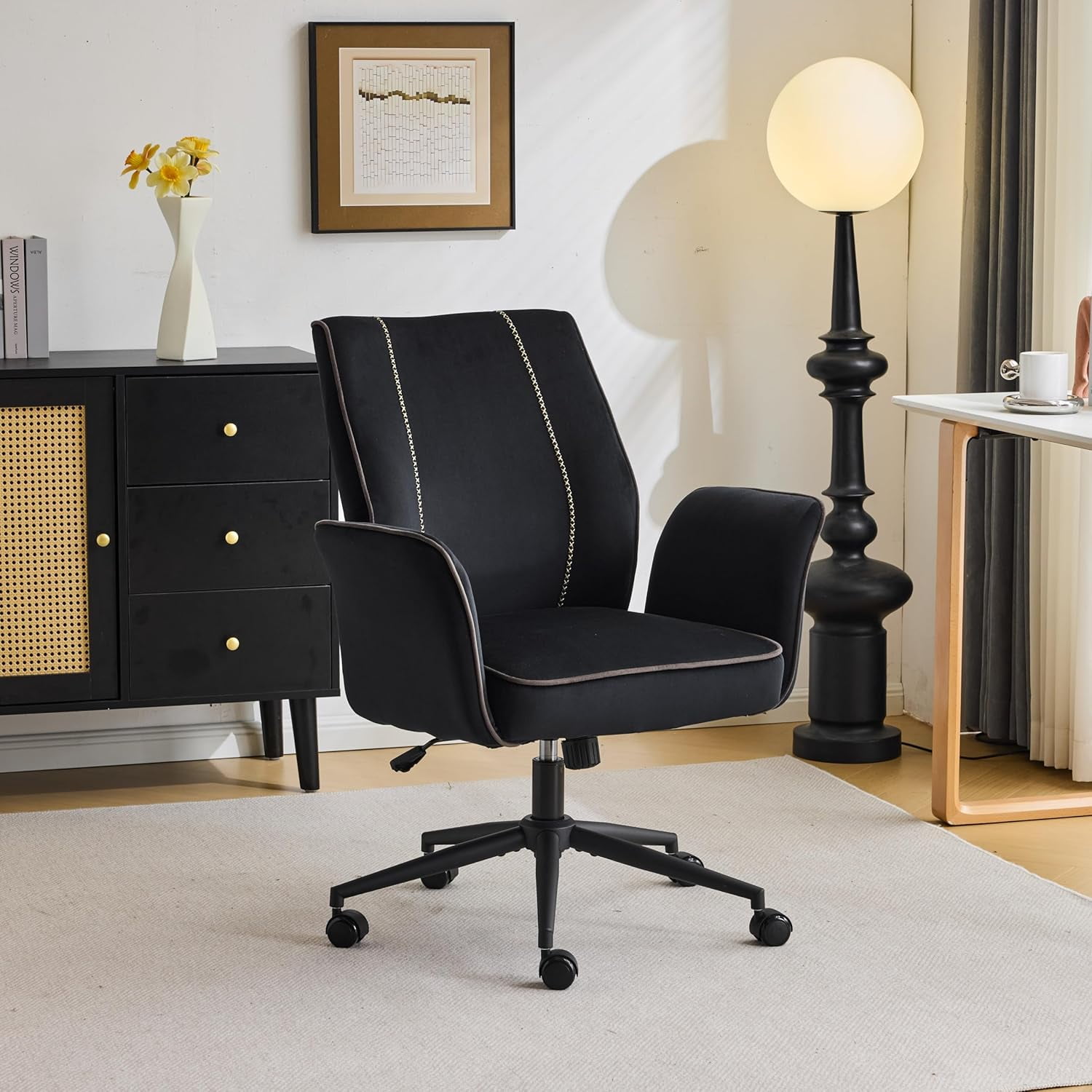 SASYXDC Comfy Chair with Padded Armrests Elegant Vanity Chair with Back ...