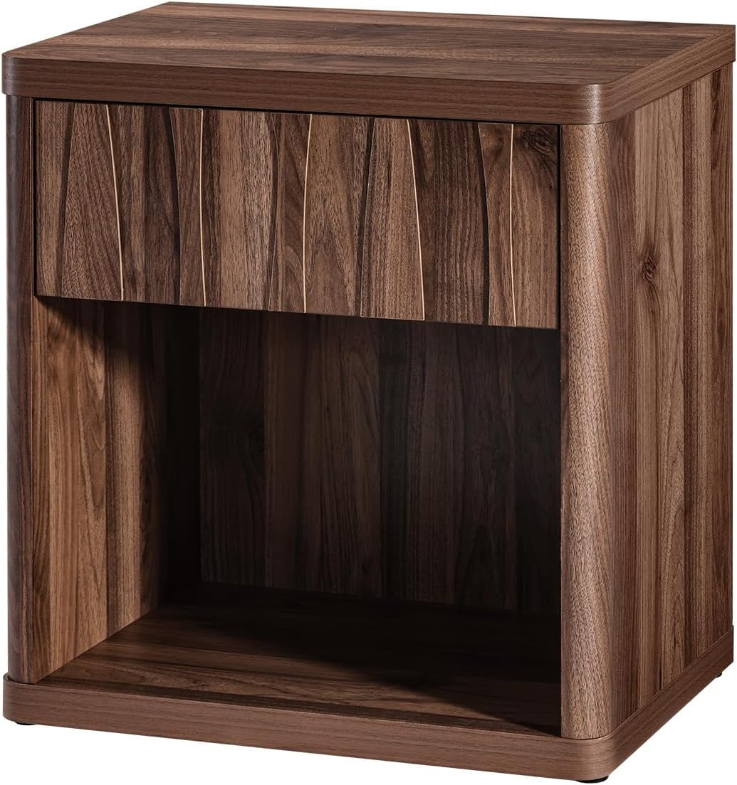 Cornwall Wave Pattern Night Stand Wood Nightstand with Drawer Side ...