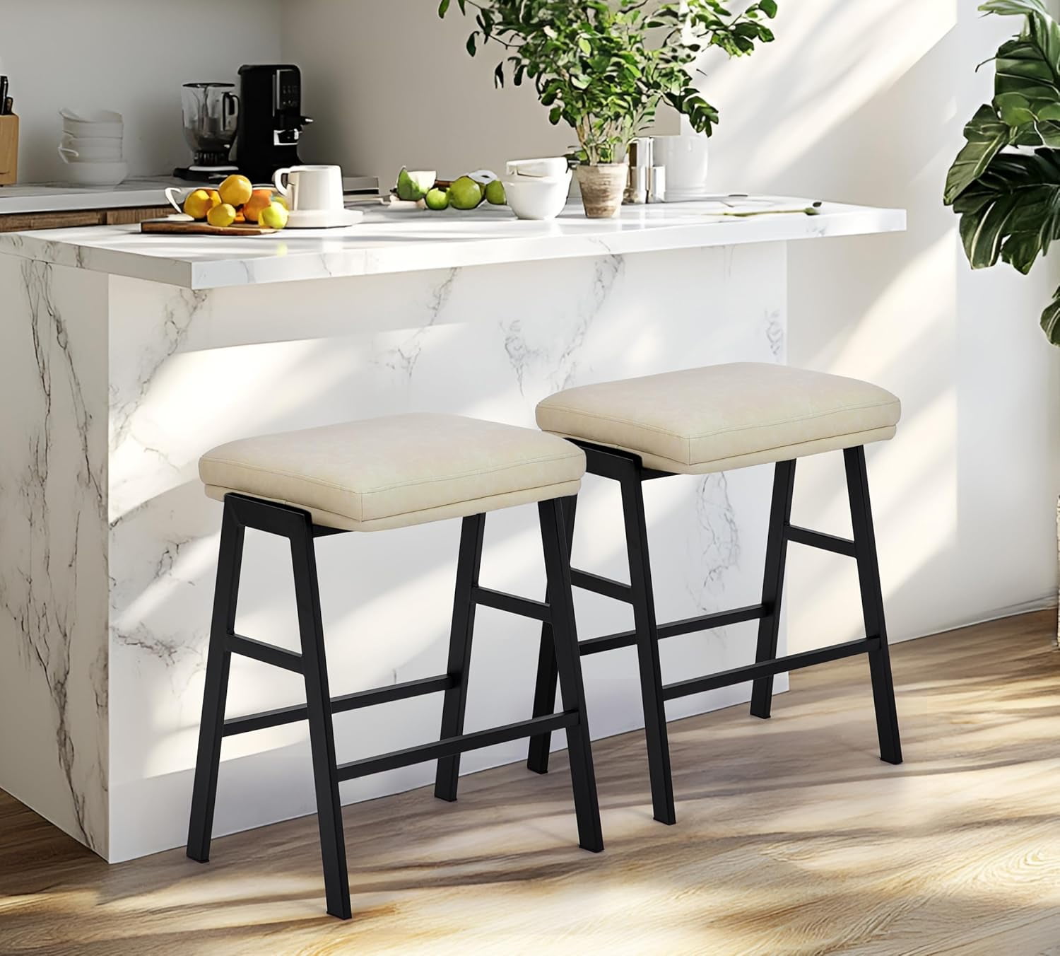 SASYXDC Counter Height Black Bar Stools Set of 2 for Kitchen Counter ...