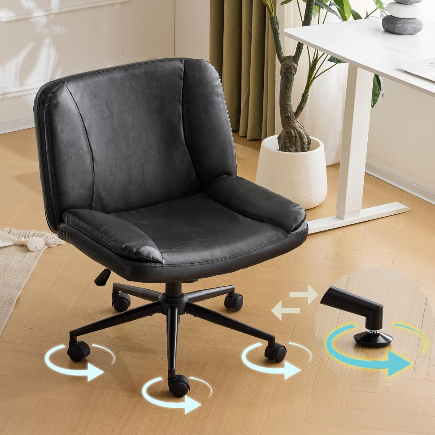 Criss Cross Chair with Dual-Purpose Base,Thick Padded Armless Comfy ...