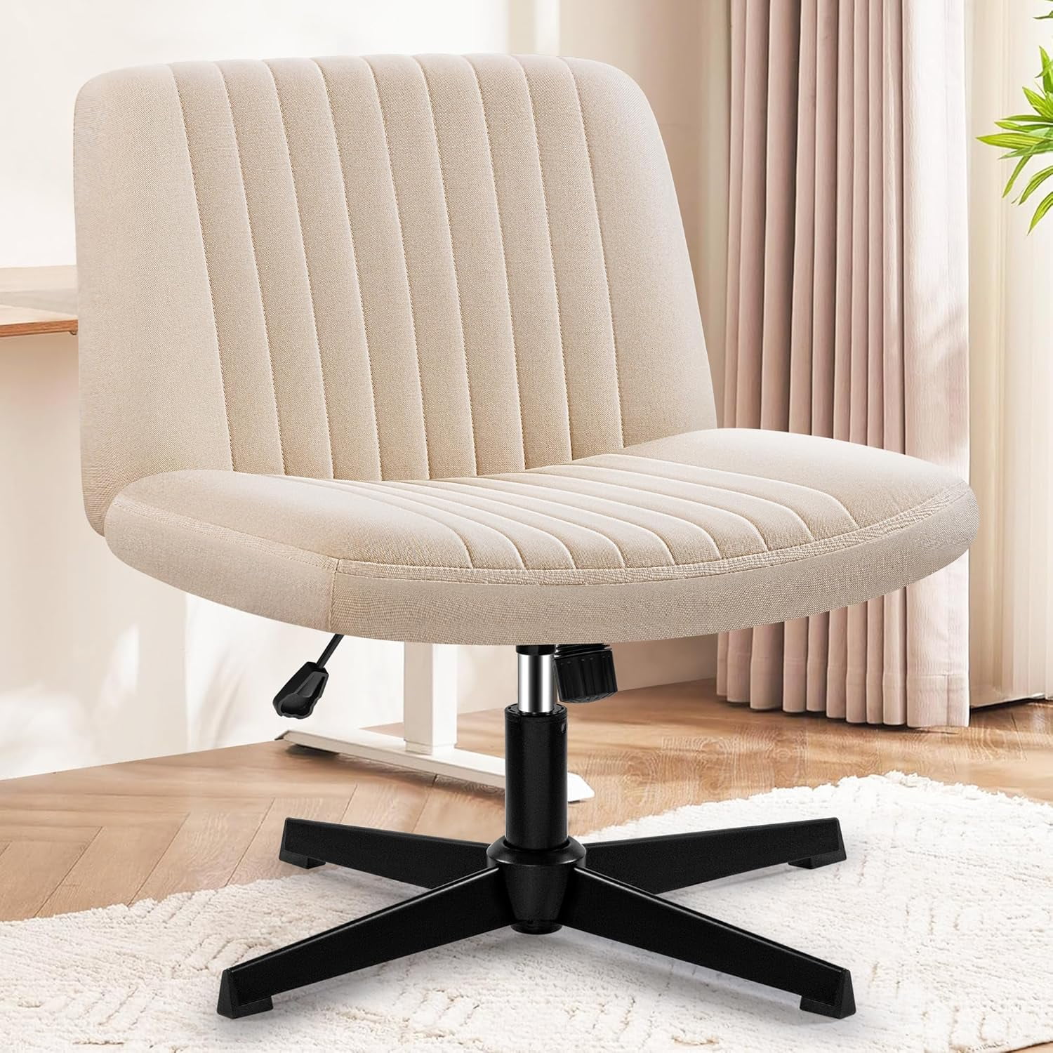 SASYXDC Cross Legged Office Chair Armless Wide Desk Chair Comfy Criss ...