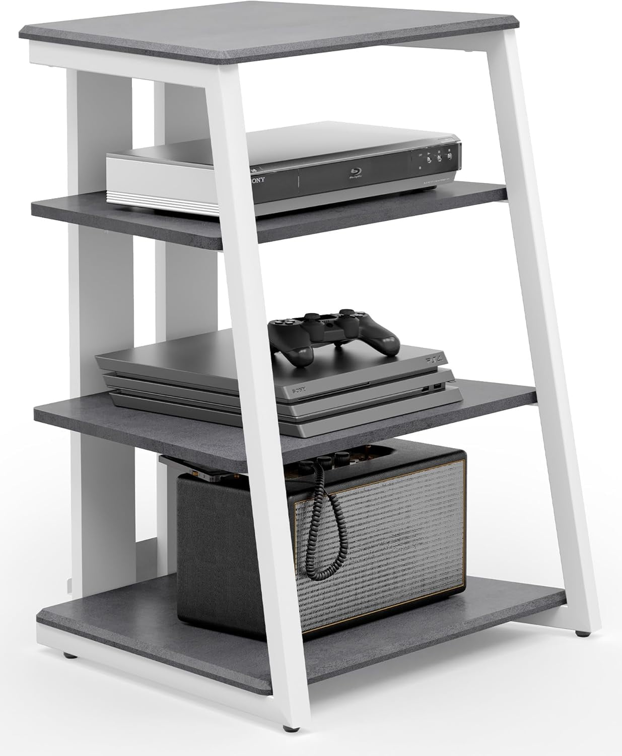 SASYXDC Design 4-Tier AV Media Stand Corner Shelf Stand Wooden Corner ...