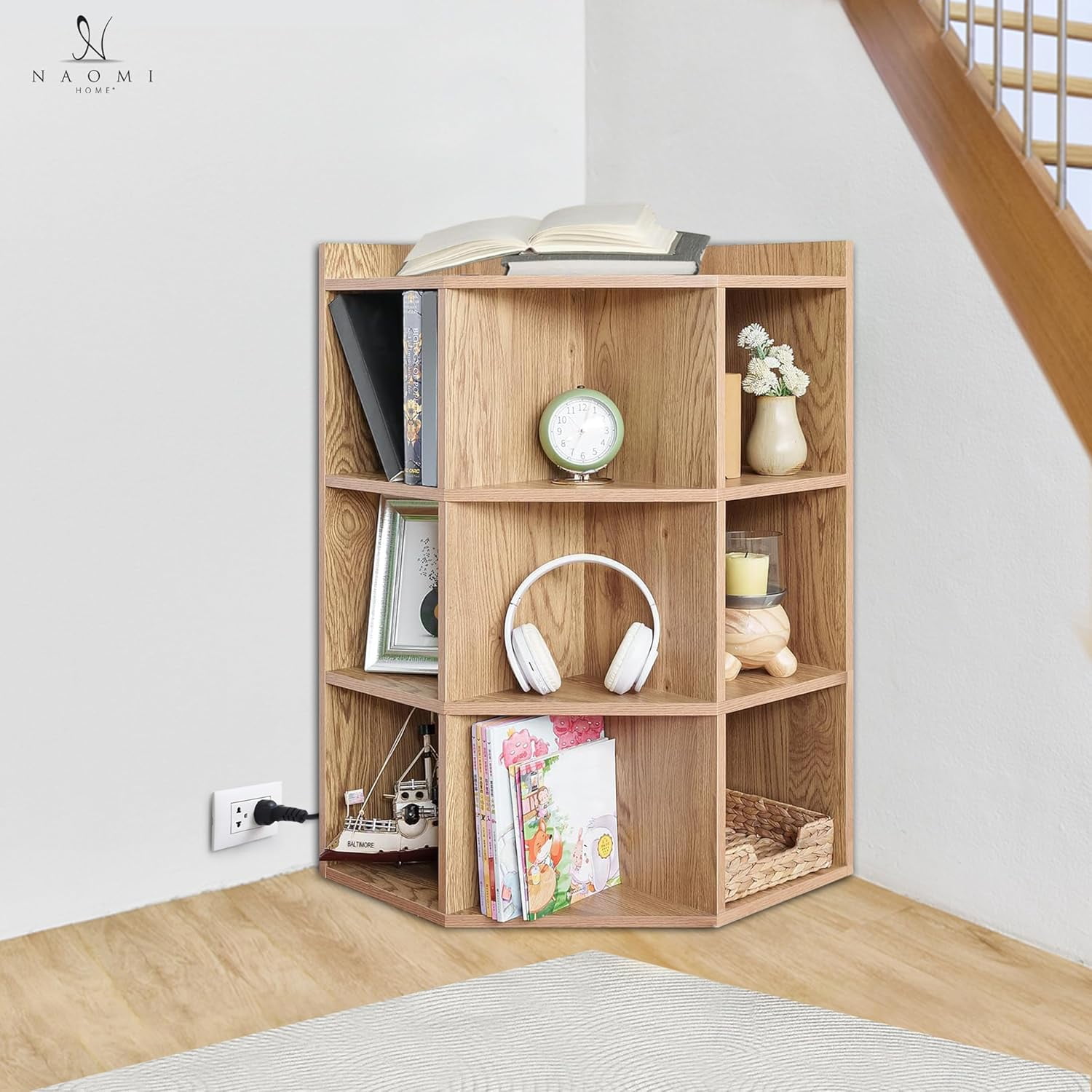 SASYXDC Dona Corner Cabinet Corner Shelf with USB Ports and Outlets ...