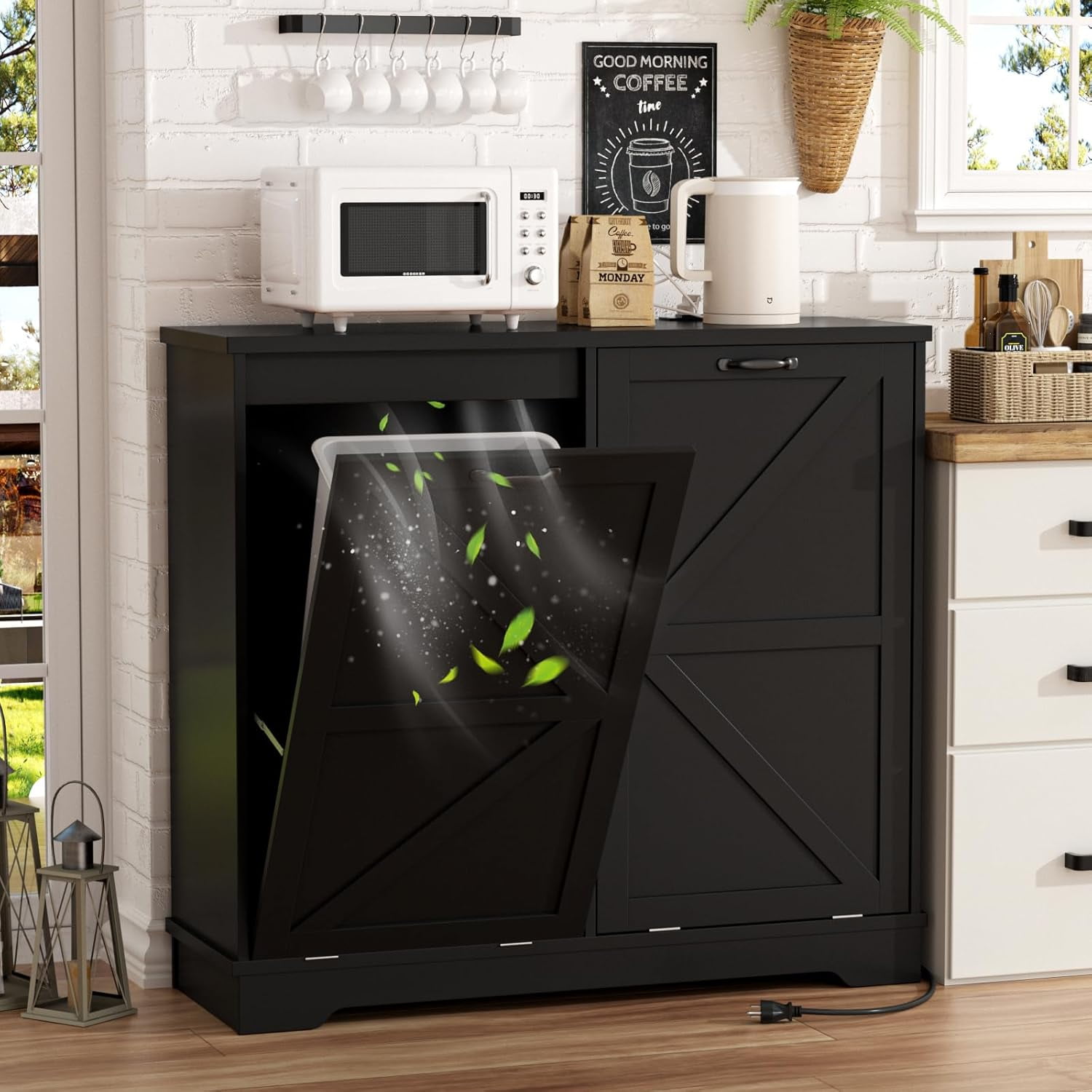 SASYXDC Double Tilt Out Trash Can Cabinet 20 Gallon Farmhouse Trash Can ...