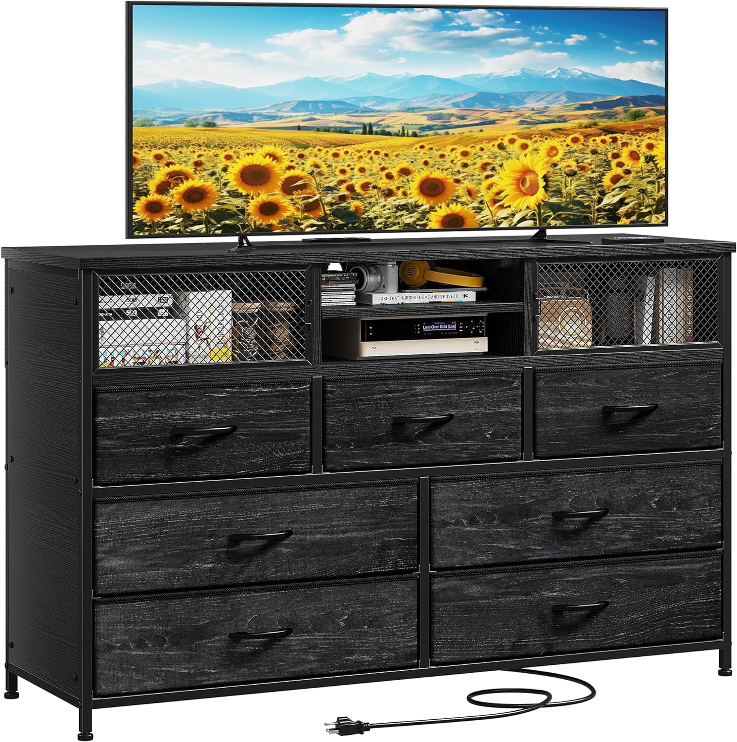 SASYXDC Dresser TV Stand with Power Outlet TV Stand for Bedroom TV ...