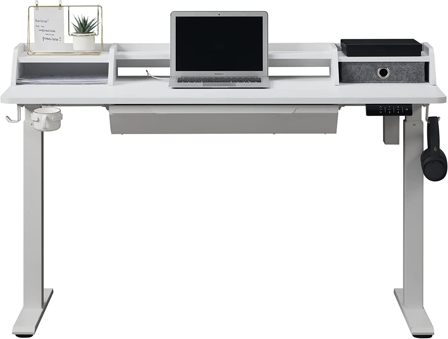 SASYXDC Electric Height Adjustable Standing 55" Wooden Computer ...