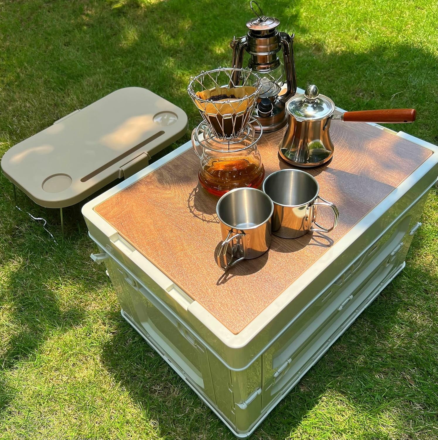 Folding Storage Camping Box with Wooden lids 5 Sides can be Opened ...