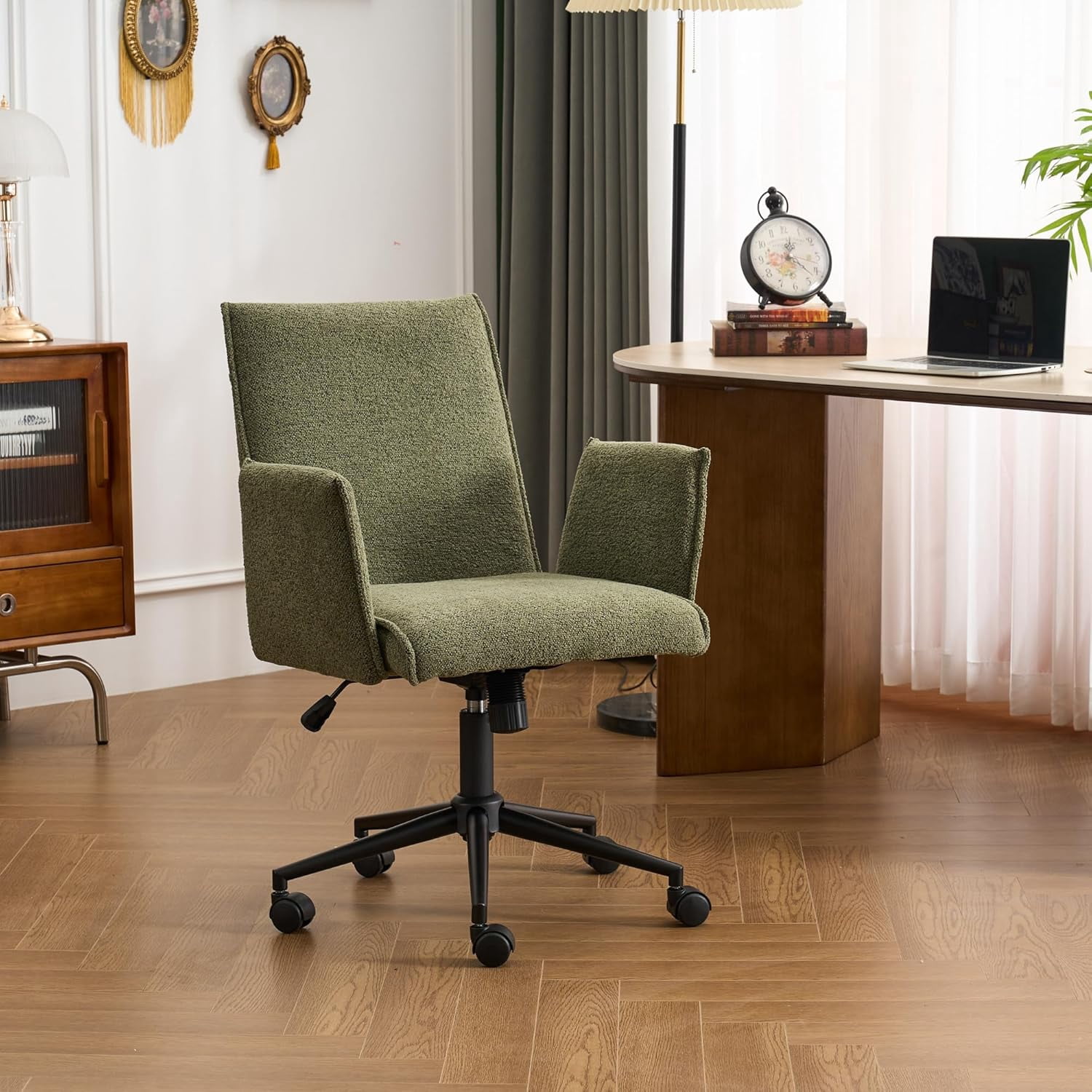 SASYXDC Kidol & Shellder Ergonomic Chair with Wheels Wide Upholstered ...