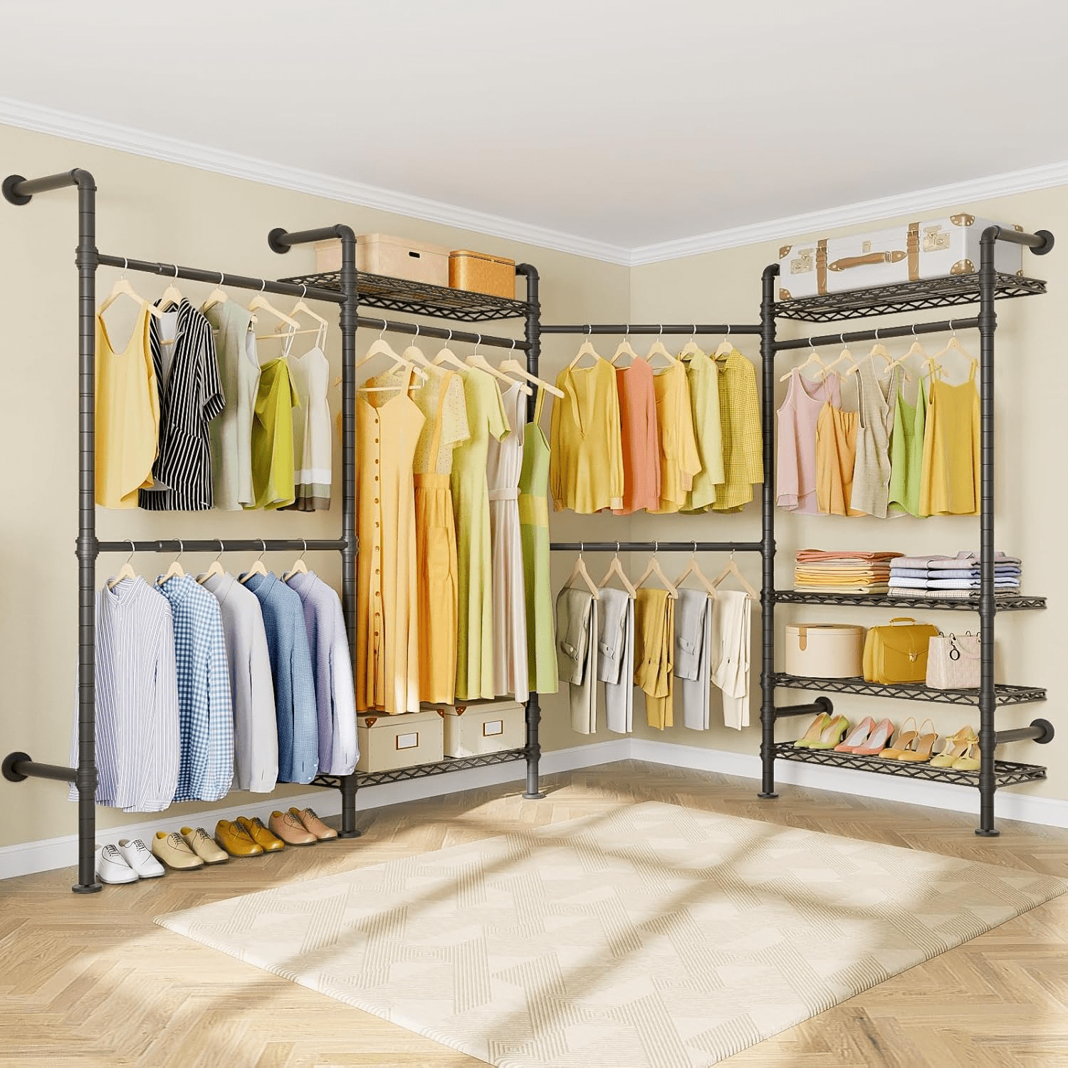 SASYXDC L4 L Shape Garment Heavy Duty Clothes for Hanging Clothes ...