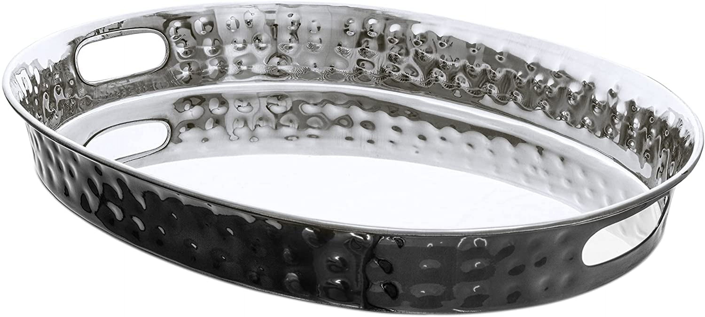 dxynlzq 40104 Hand Hammered Metal Decorative Vanity Tray Oval Ottoman ...