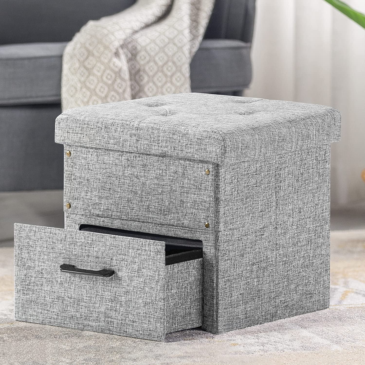 dxynlzq Otto & Ben Stockbox Ottoman with Storage Drawer 15" Cube ...
