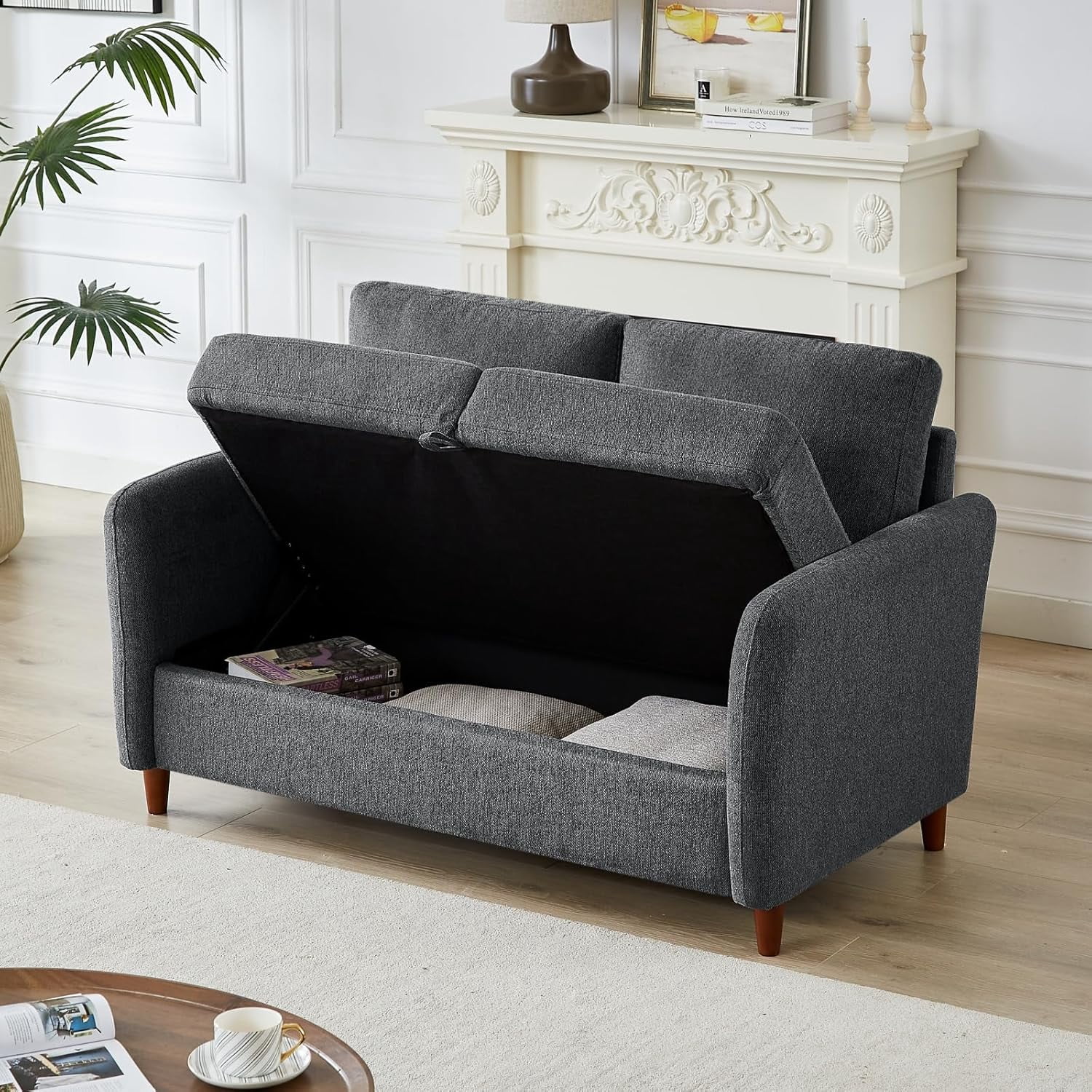 SASYXDC Loveseat Sofa with Underseat Storage Upholstered Modern Sofa ...
