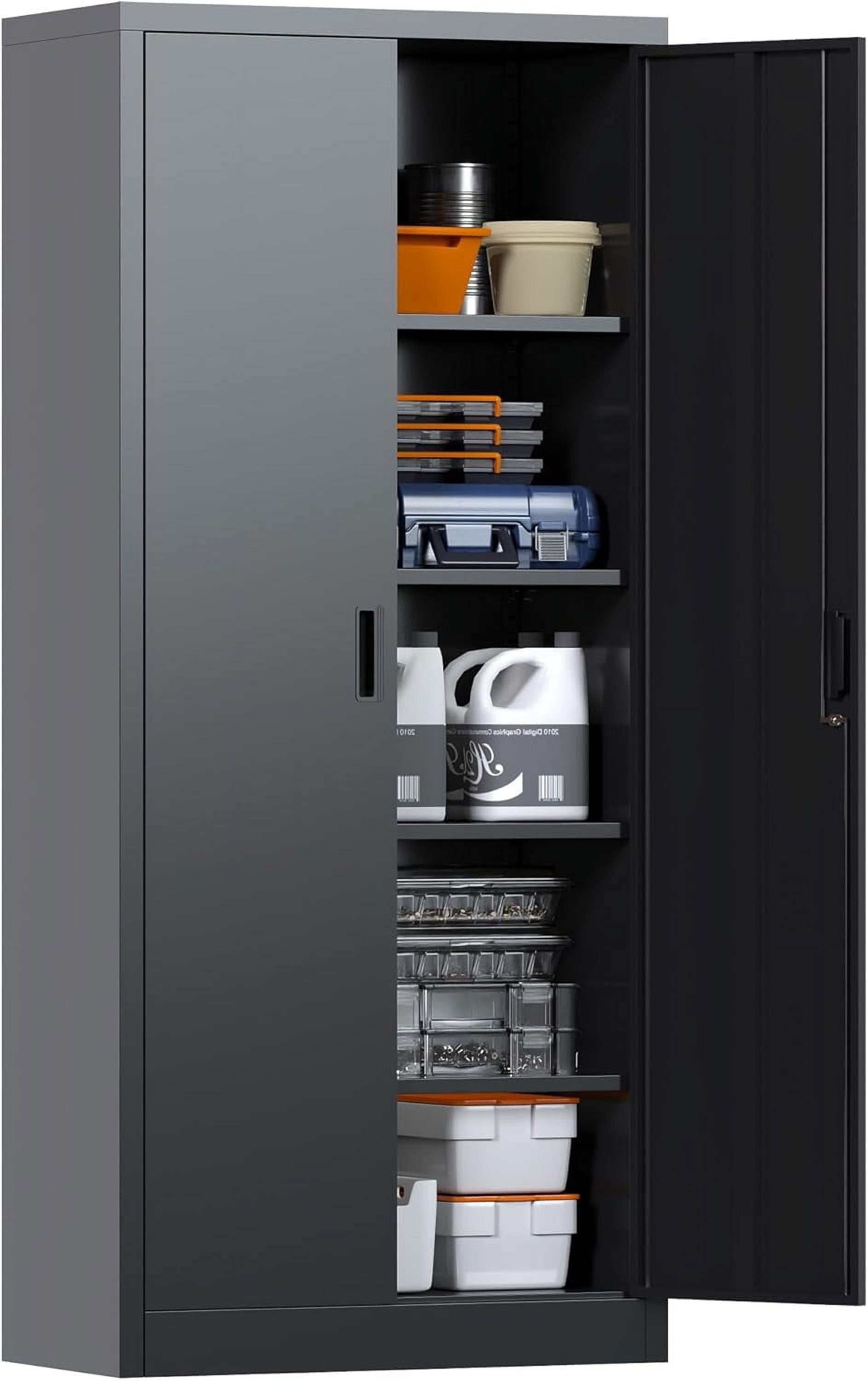 SASYXDC Metal Storage Cabinet with 2 Doors 71" Steel Garage Cabinets ...