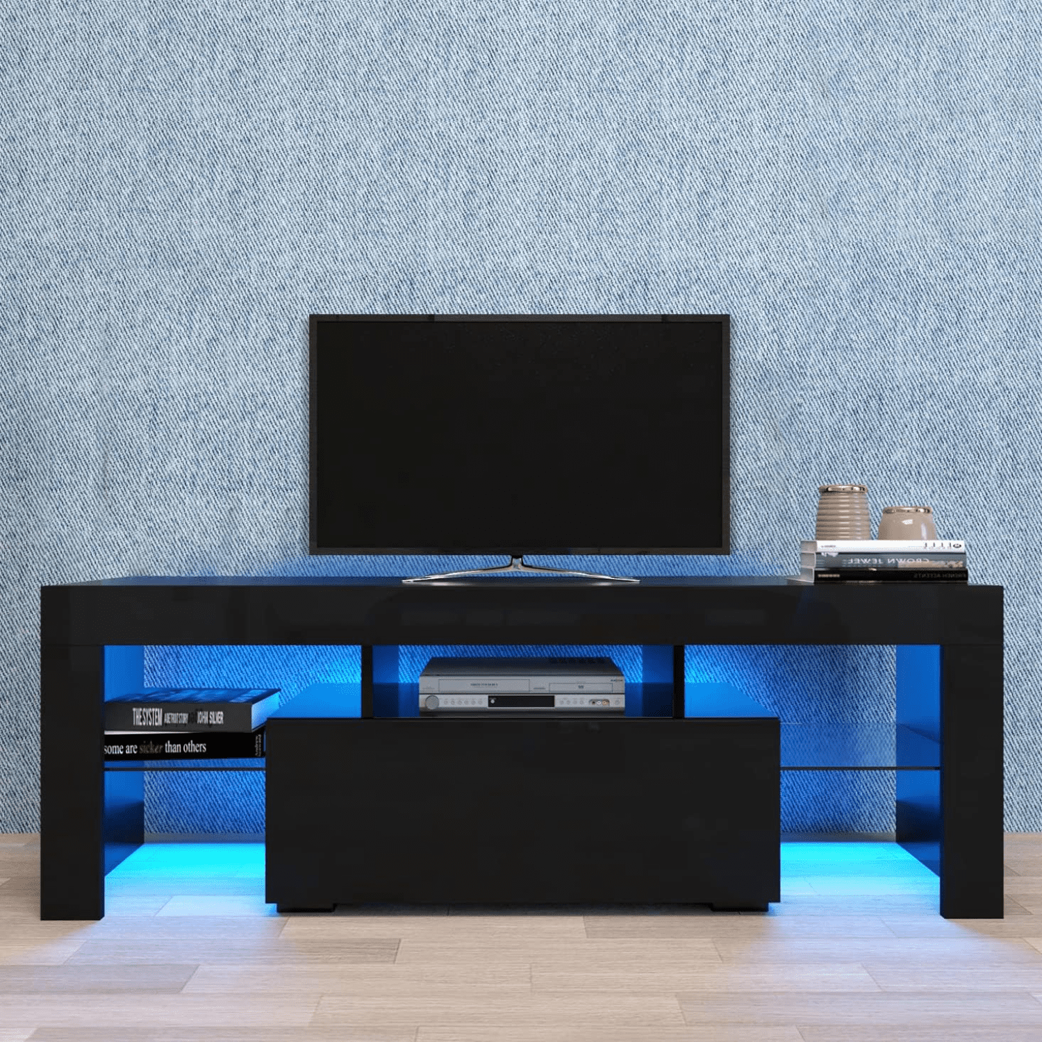 SASYXDC Modern TV Stand with Remote Led Lights for 40 45 50 55 Inch TV ...