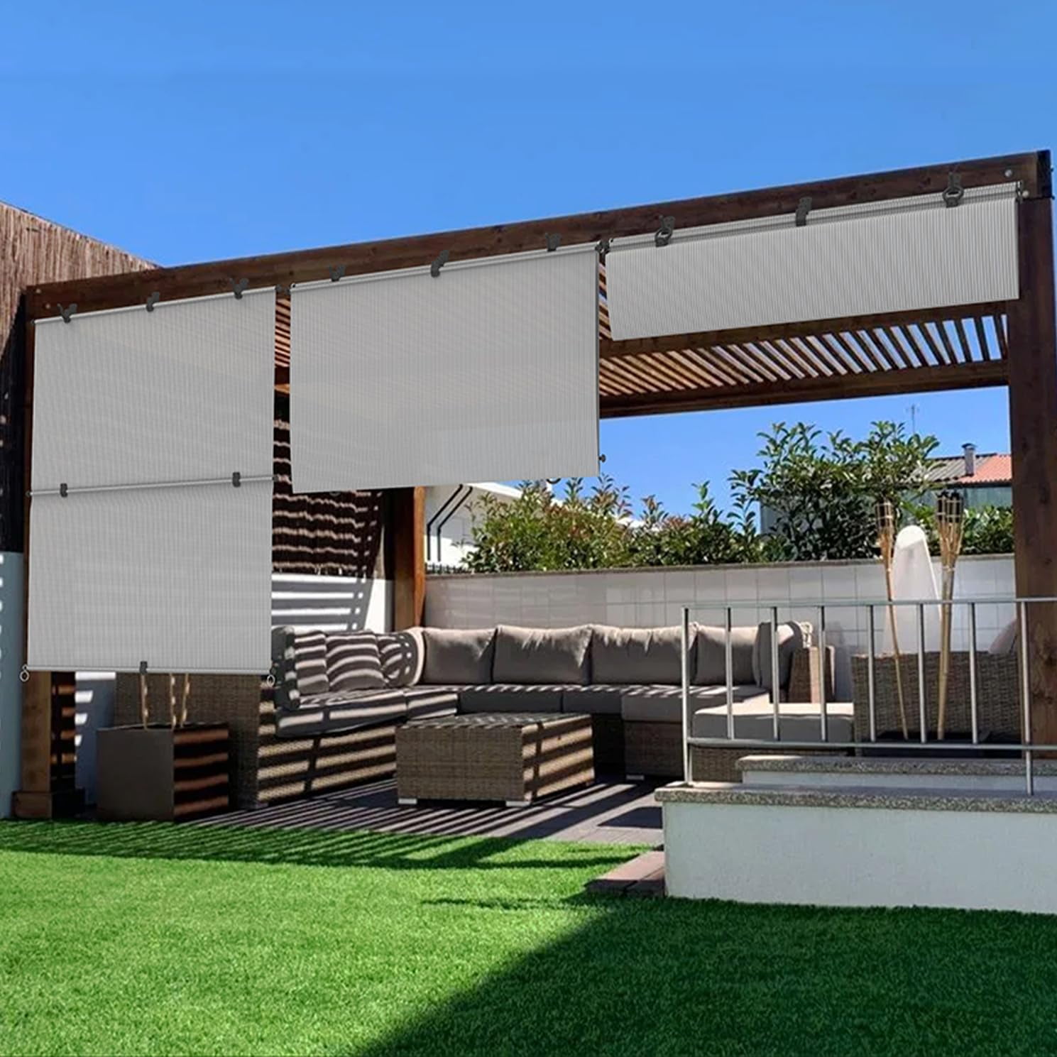 SASYXDC Outdoor Folding Shades 5W' x 10H' Window Blinds for Porch ...