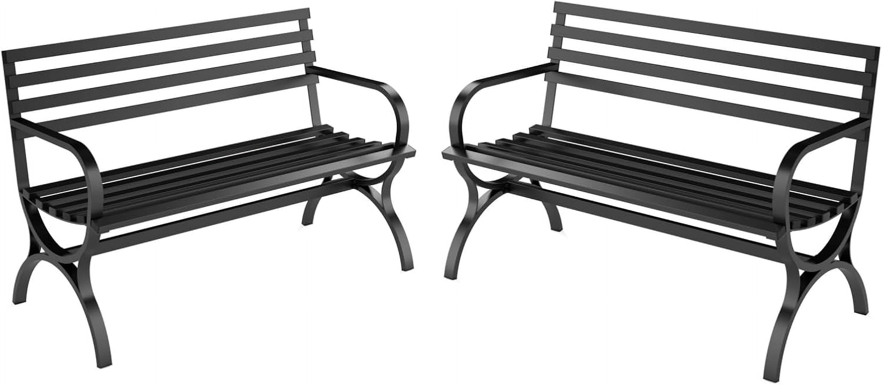 SASYXDC Outdoor Metal Bench 50" Black Outdoor Metal Garden Bench with ...