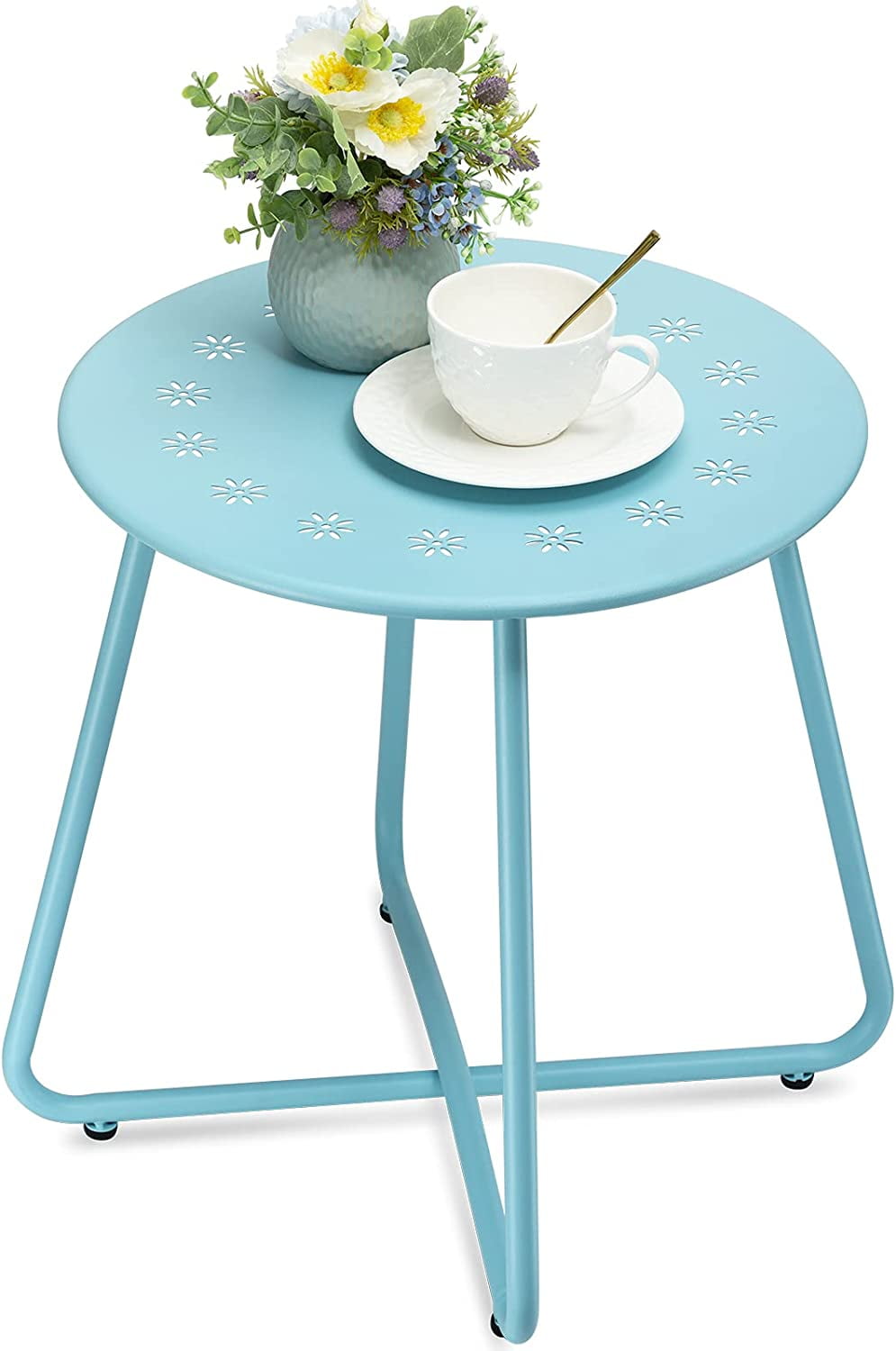 SASYXDC Outdoor Side Tables with Flower Cut Outs Weather Resistant ...
