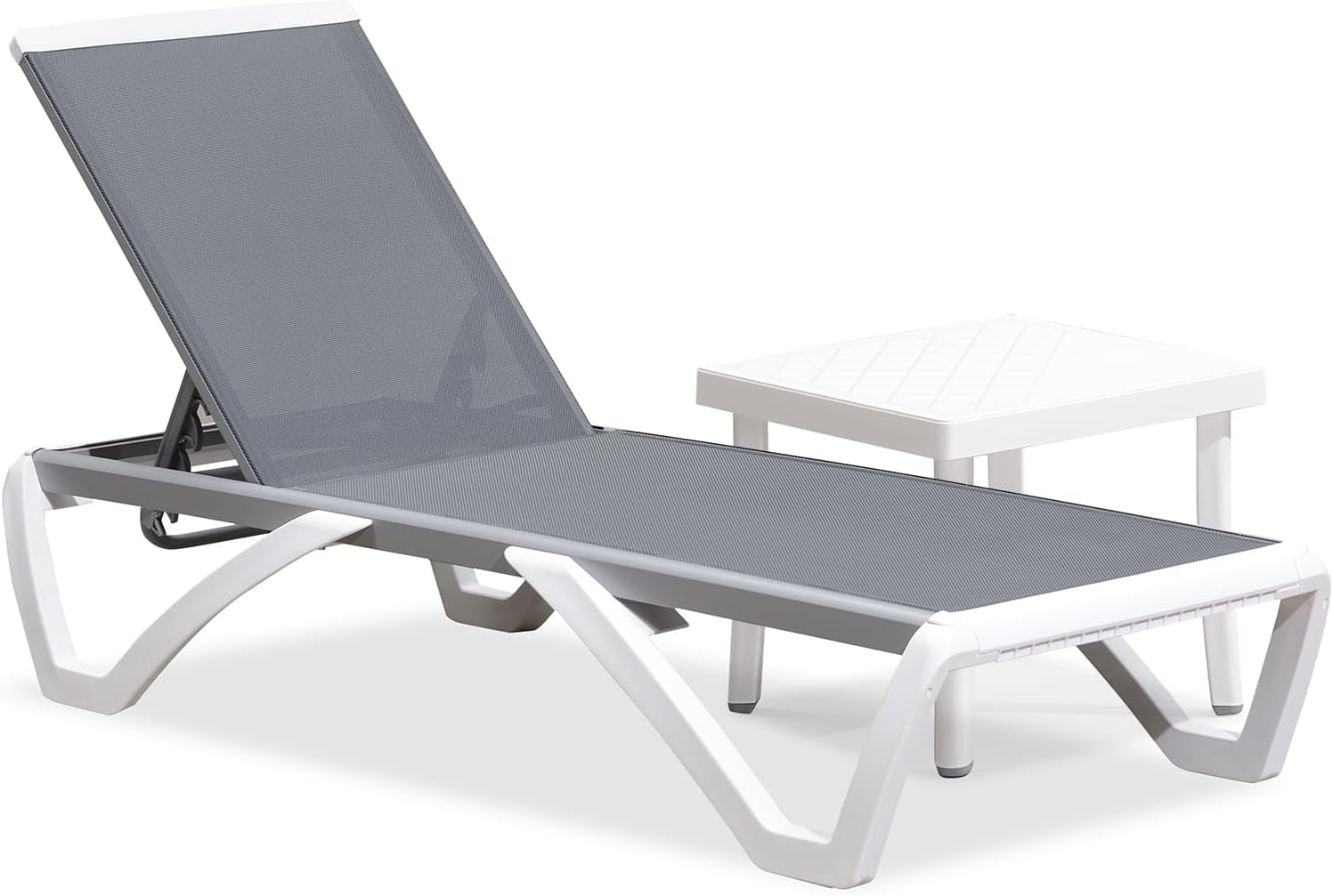 SASYXDC Patio Chaise Lounge Chair with Armrests Outside Aluminum ...