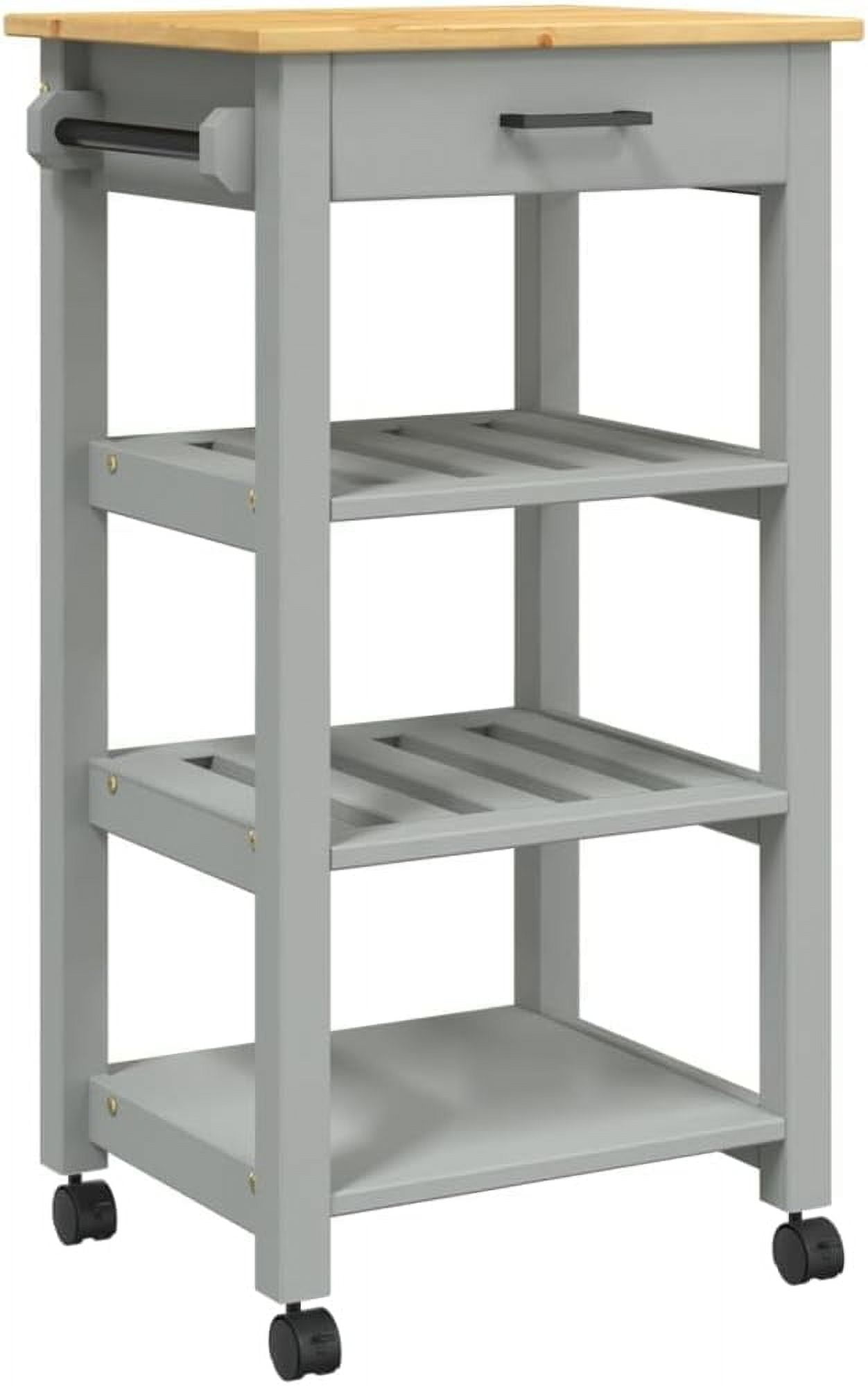 SASYXDC Pine Wood Trolley - Rolling Storage Cart with Drawer Shelves ...