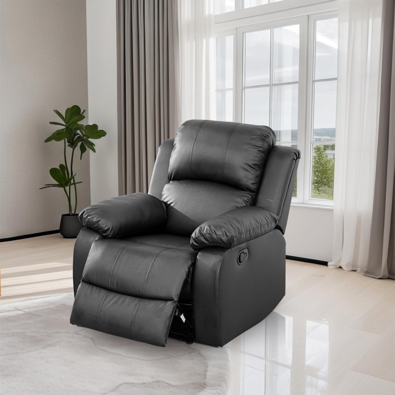 SASYXDC Power Leather Recliner Chair with LED Light for Living Room ...