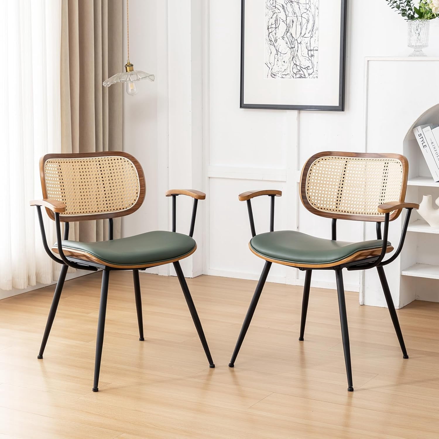 SASYXDC Rattan Dining Room Chairs Mid Century Modern Kitchen Side ...