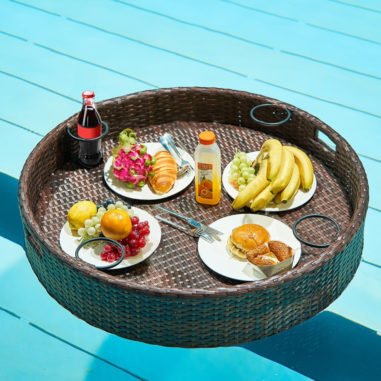 SASYXDC Rattan Floating Serving Tray Table and Bar for Pool- Swimming ...
