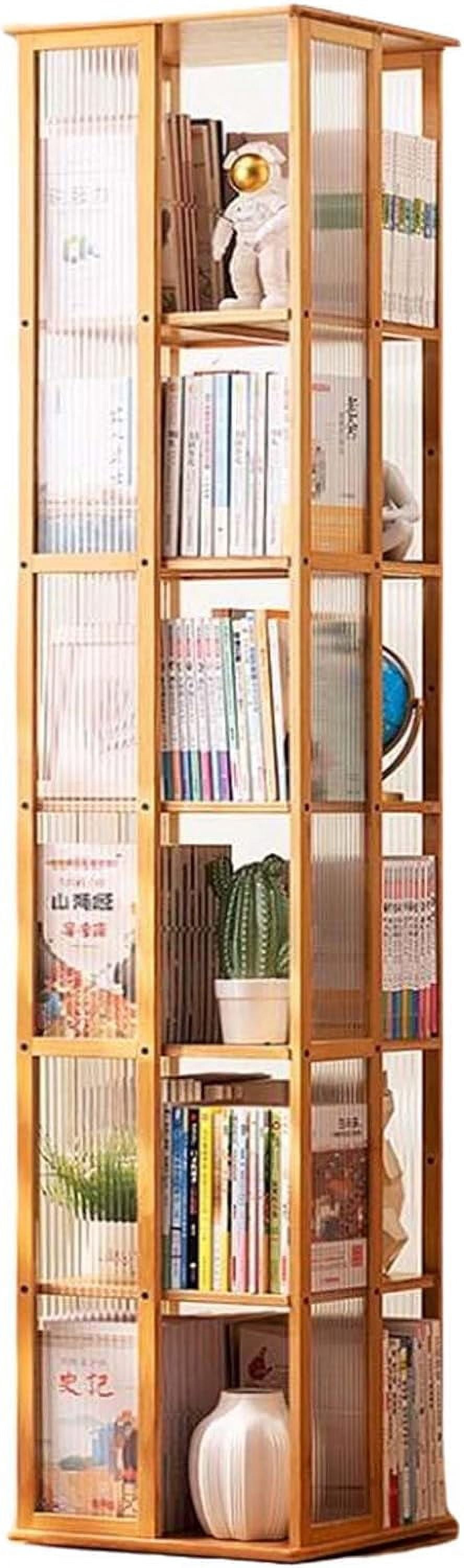 SASYXDC Rotating Bookshelf Floor Standing Open Revolving Bookcase 360 ...